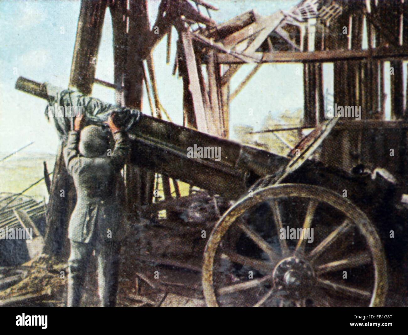 The contemporary colorized German propaganda photo shows a German ...