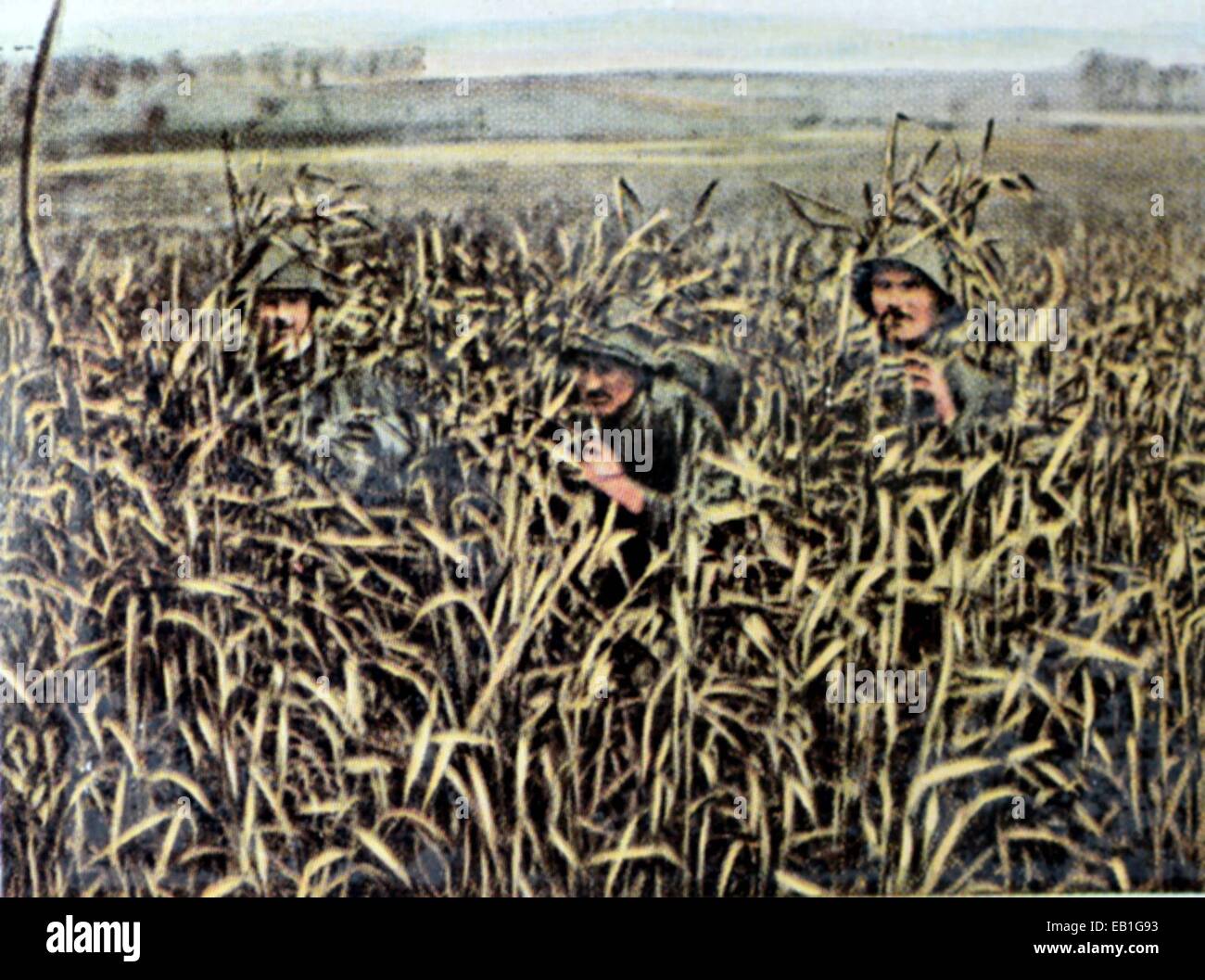The contemporary colorized German propaganda photo shows German ...