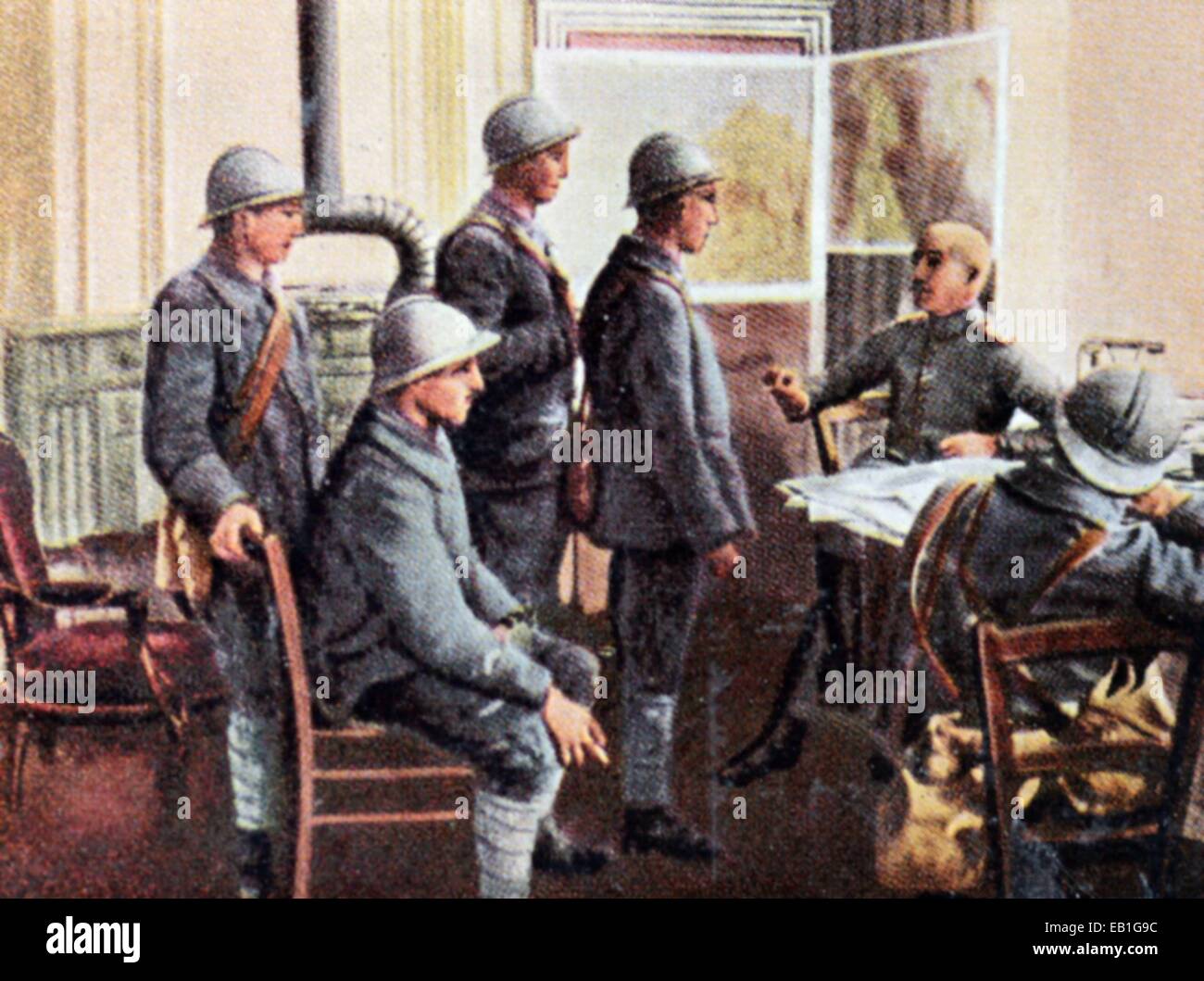 The contemporary colorized German propaganda photo shows Germans ...