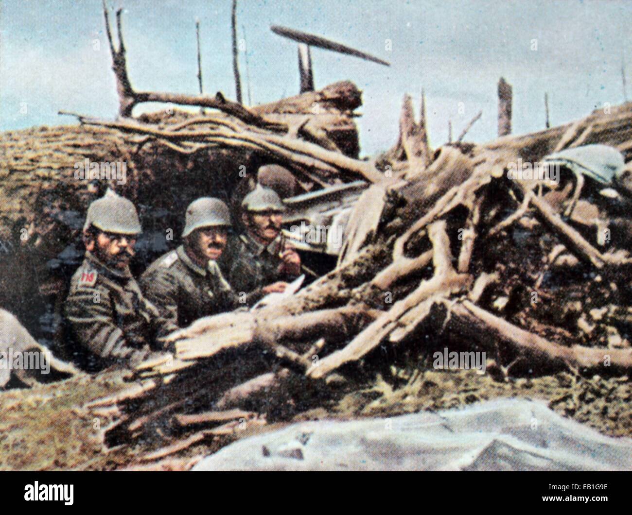 The contemporary colorized German propaganda photo shows German ...