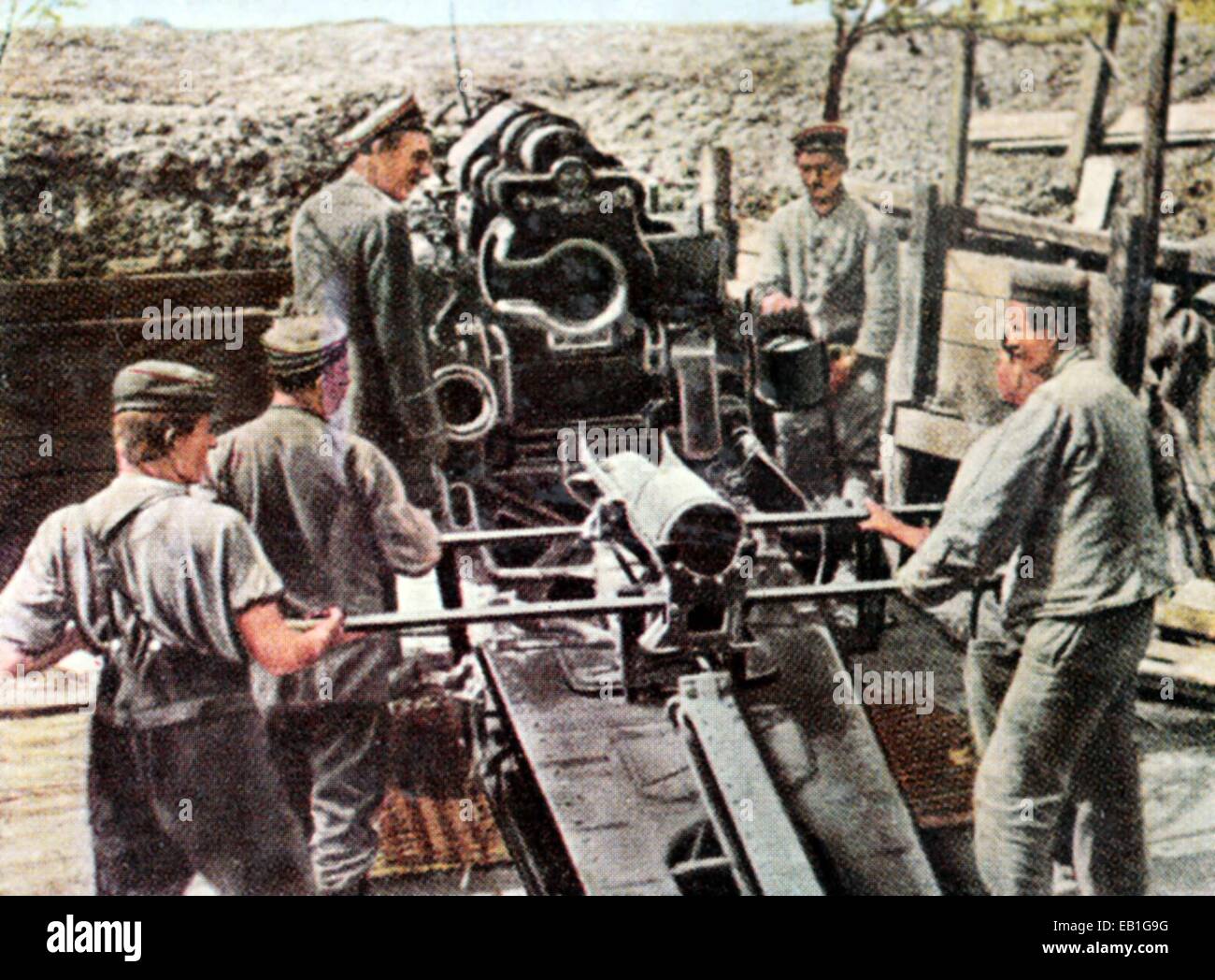 The contemporary colorized German propaganda photo shows German ...