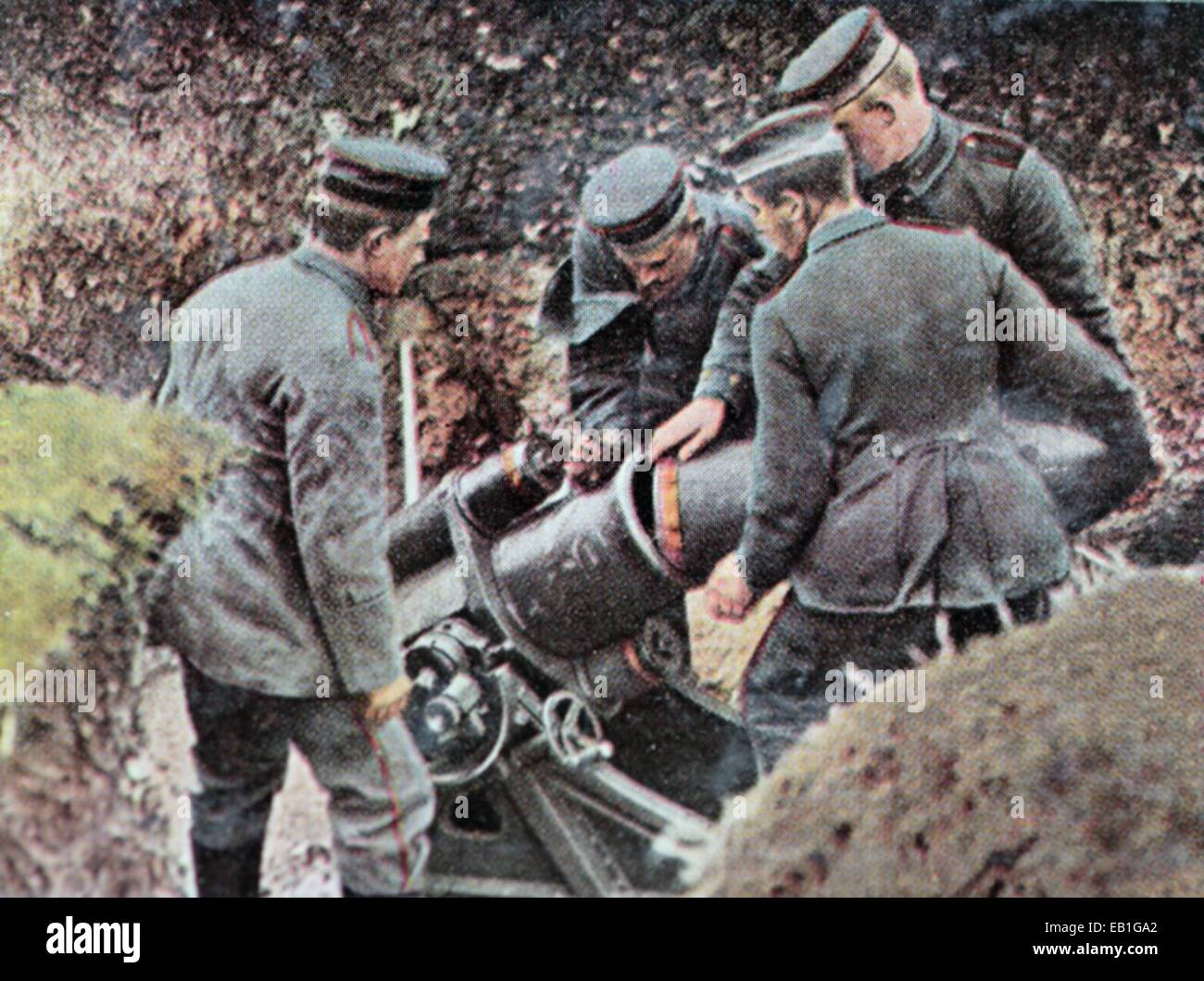 The contemporary colorized German propaganda photo shows German ...