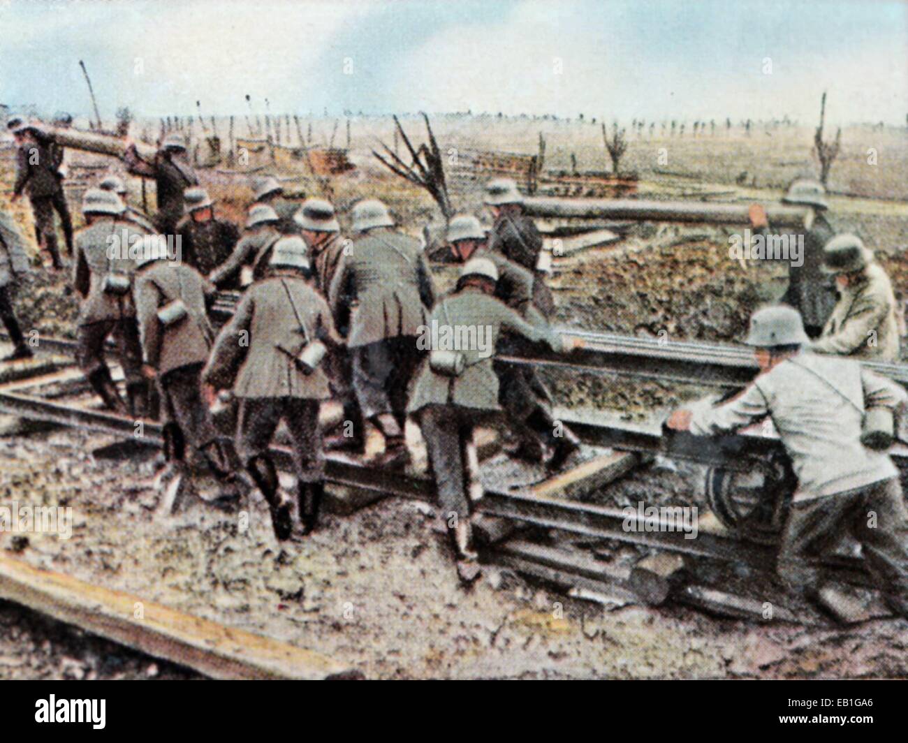 The contemporary colorized German propaganda photo shows a German ...