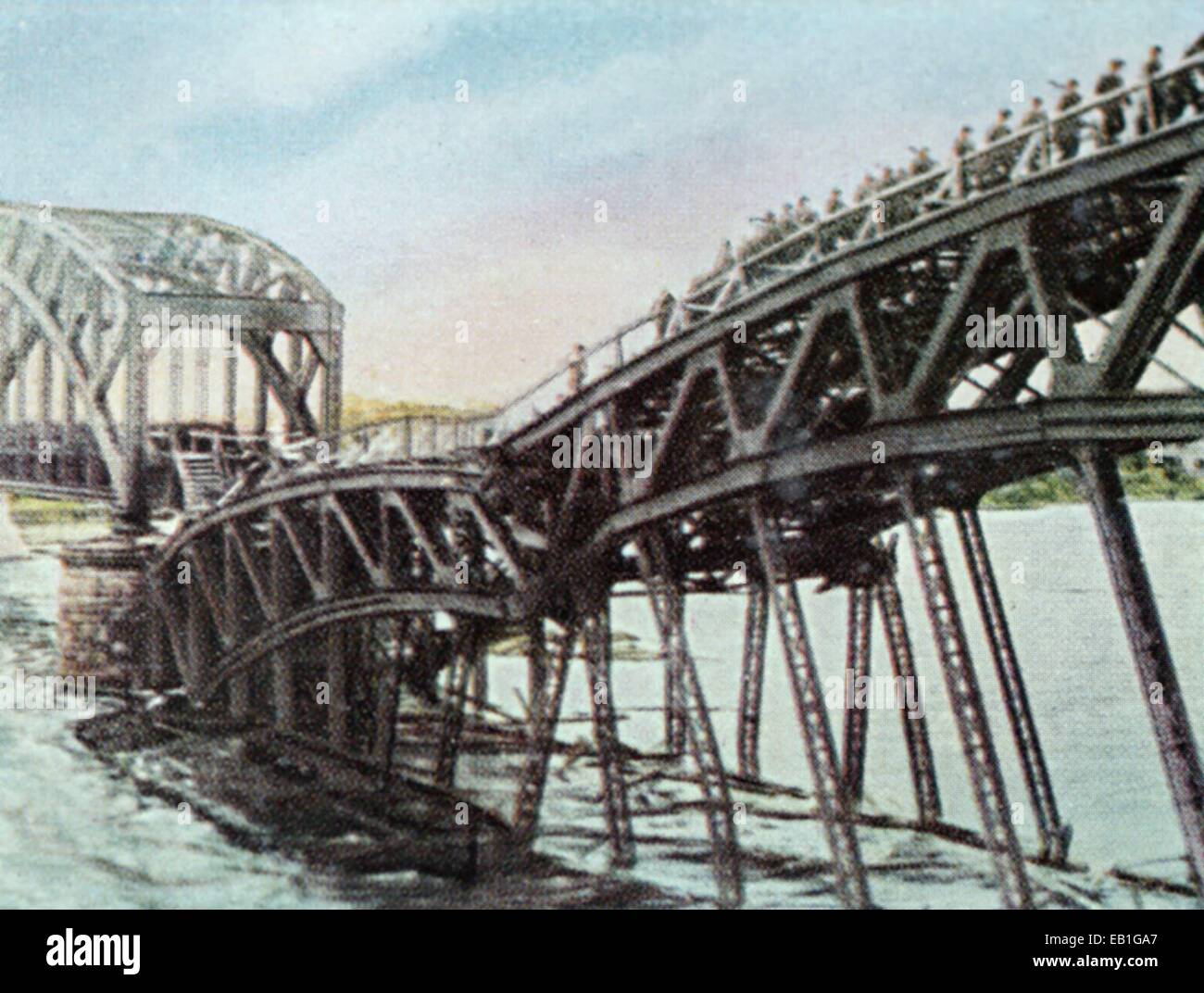 The contemporary colorized German propaganda photo shows German troops ...