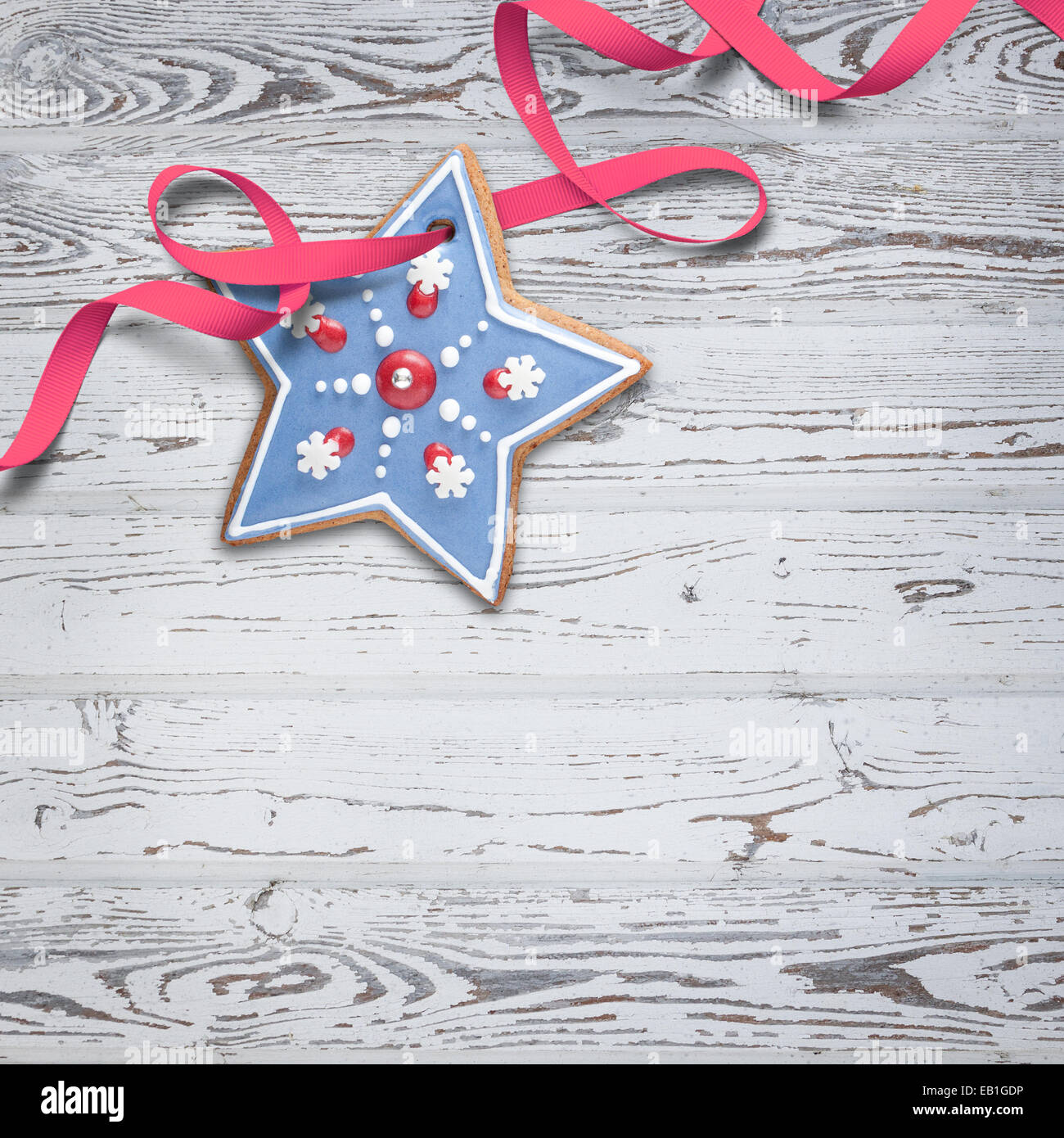 Square Christmas background with gingerbread cookie decorated with ...