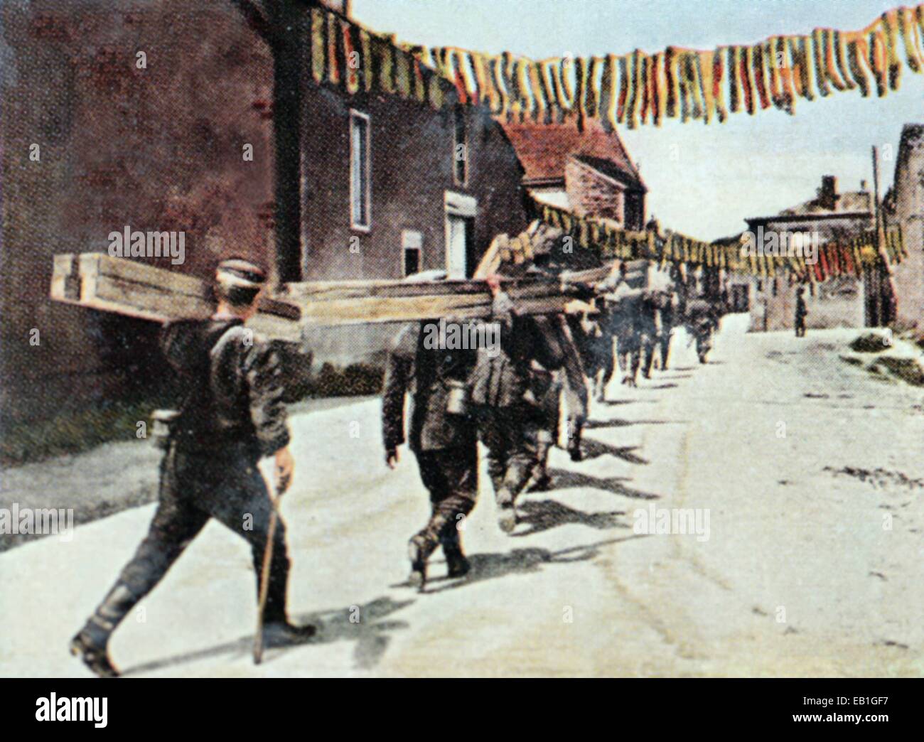 The contemporary colorized German propaganda photo shows German ...