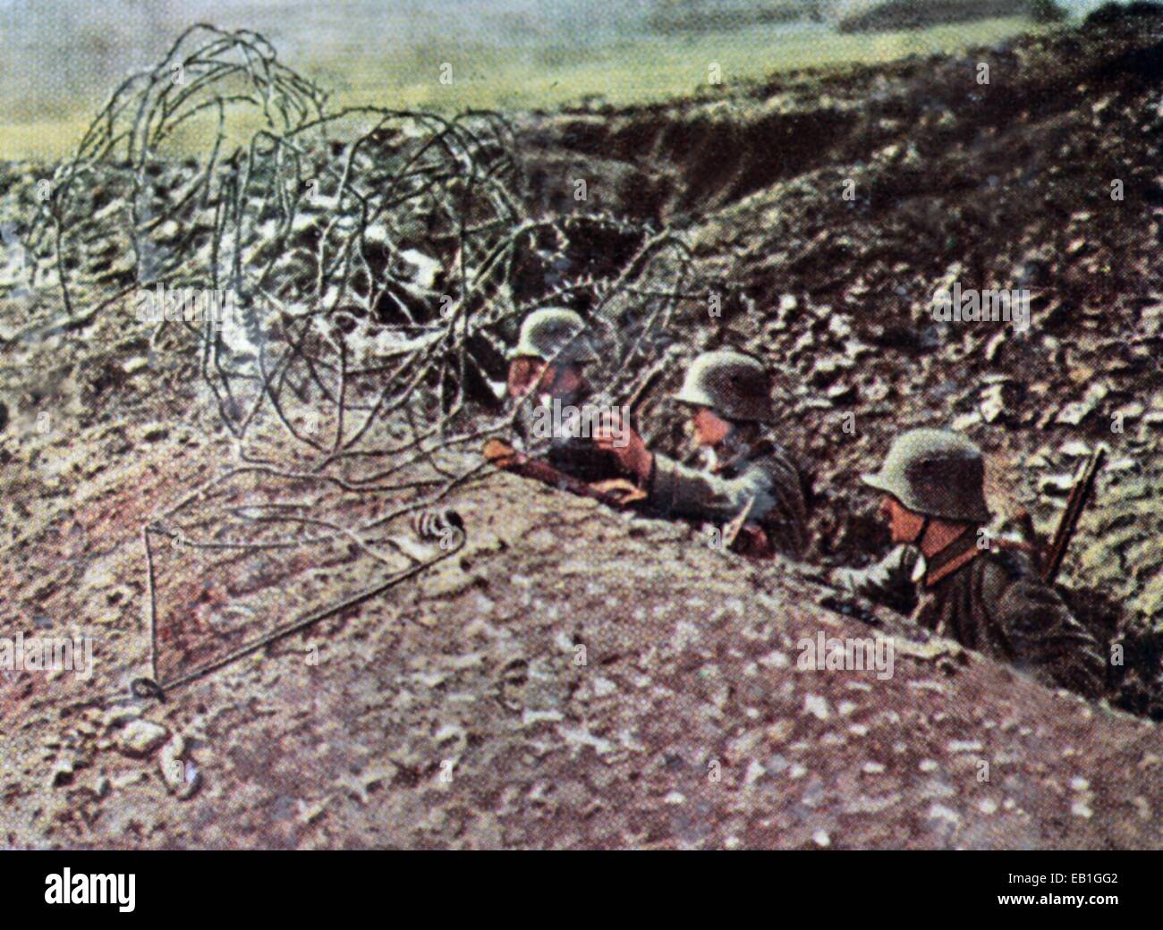 The contemporary colorized German propaganda photo shows German ...