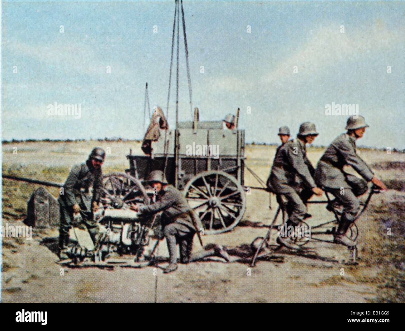 The contemporary colorized German propaganda photo shows German ...