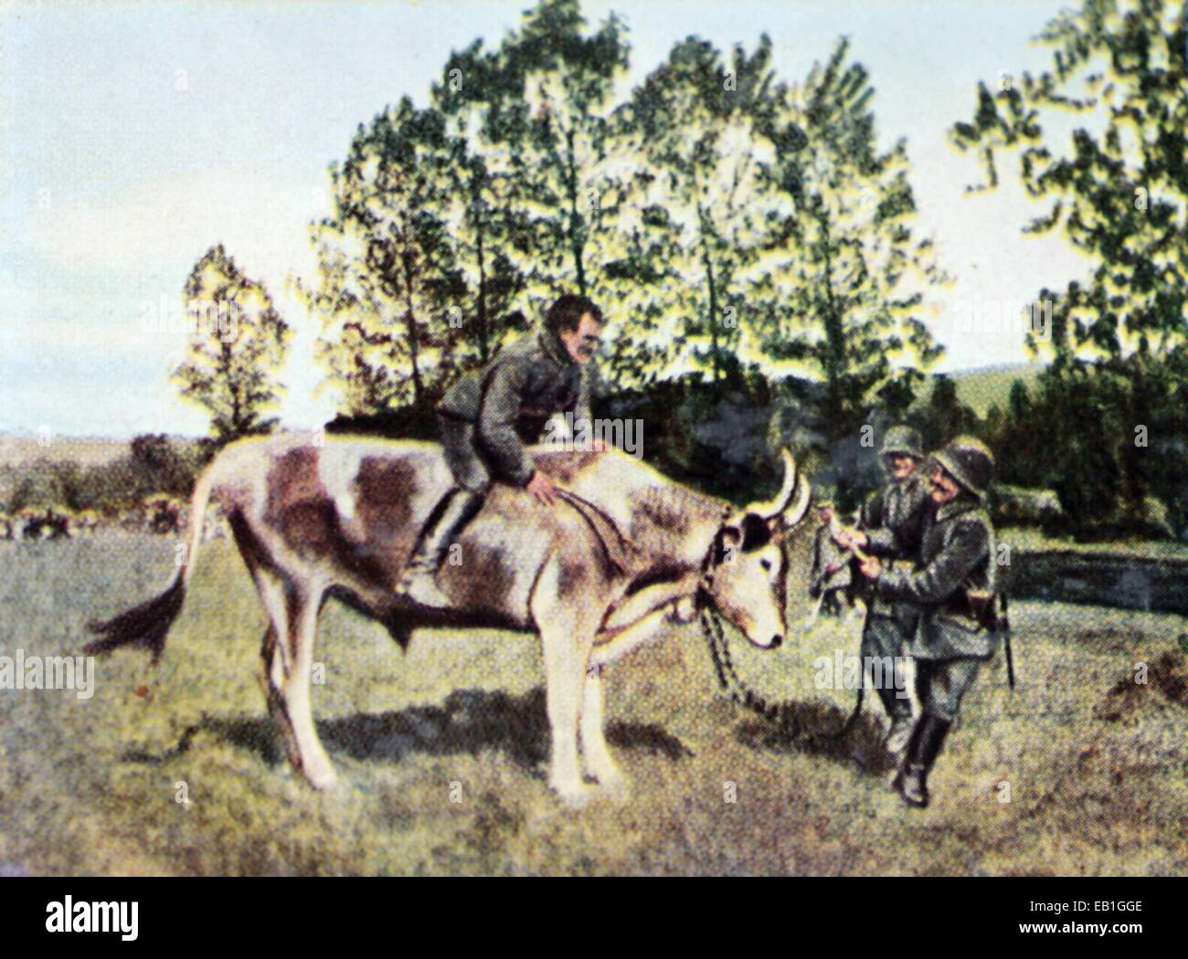 The contemporary colorized German propaganda photo shows German ...