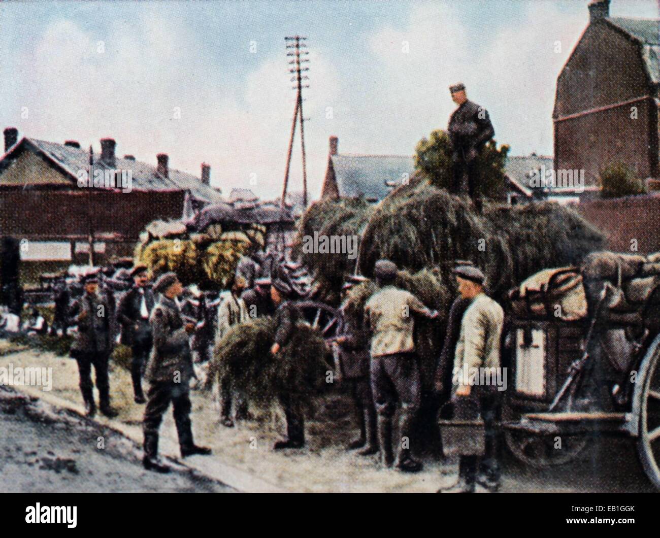 The contemporary colorized German propaganda photo shows German ...