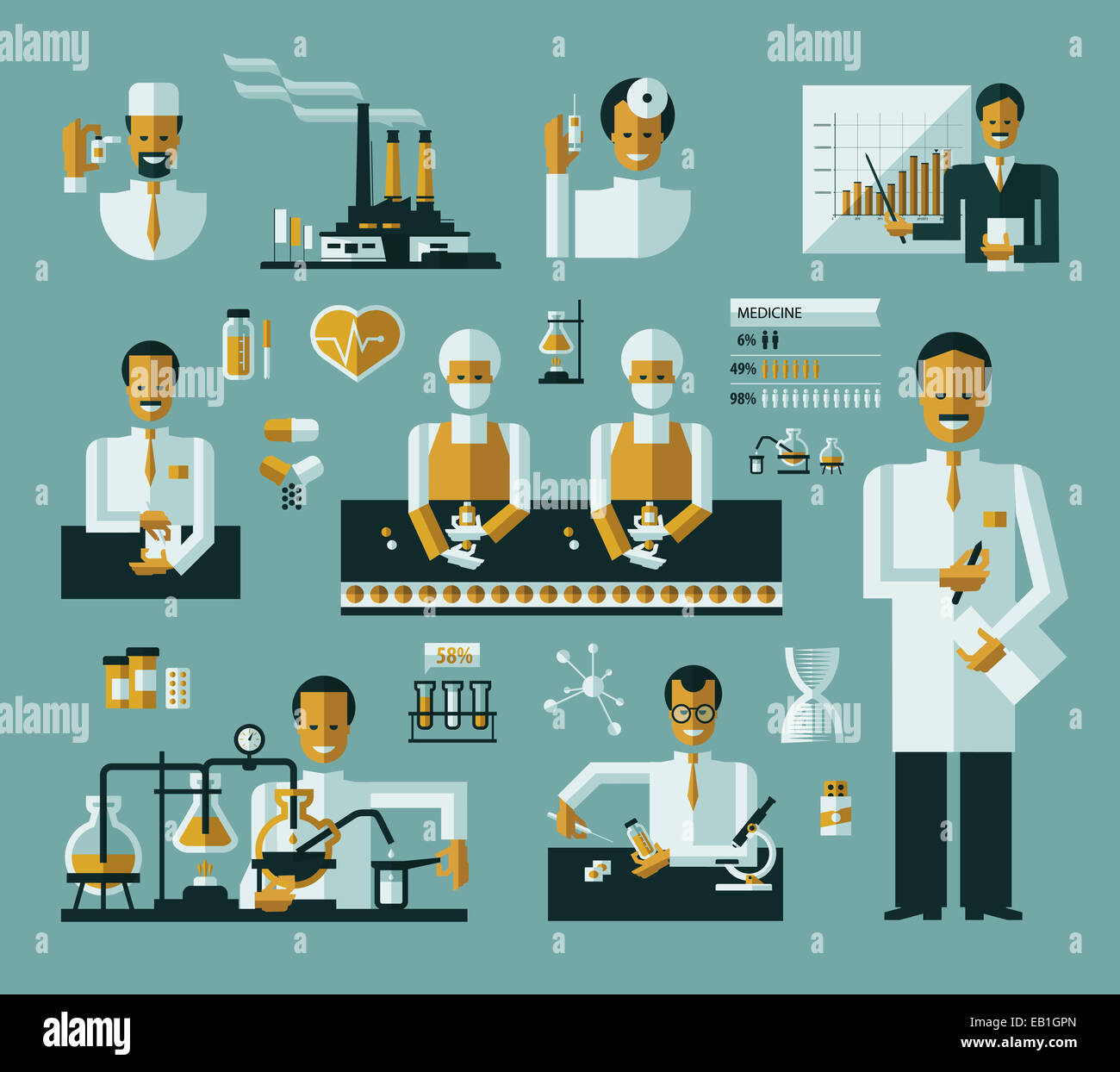 Medical Infographics. Medical color icons set. Vector illustration ...