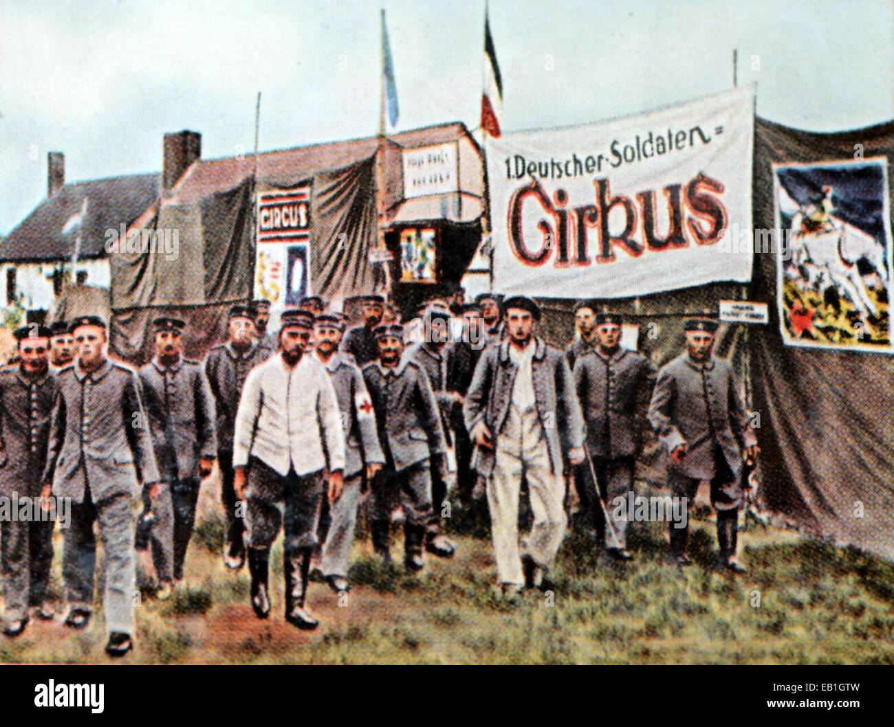 The contemporary colorized German propaganda photo shows German ...