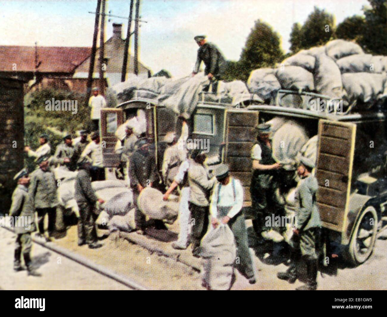 The contemporary colorized German propaganda photo shows post being ...