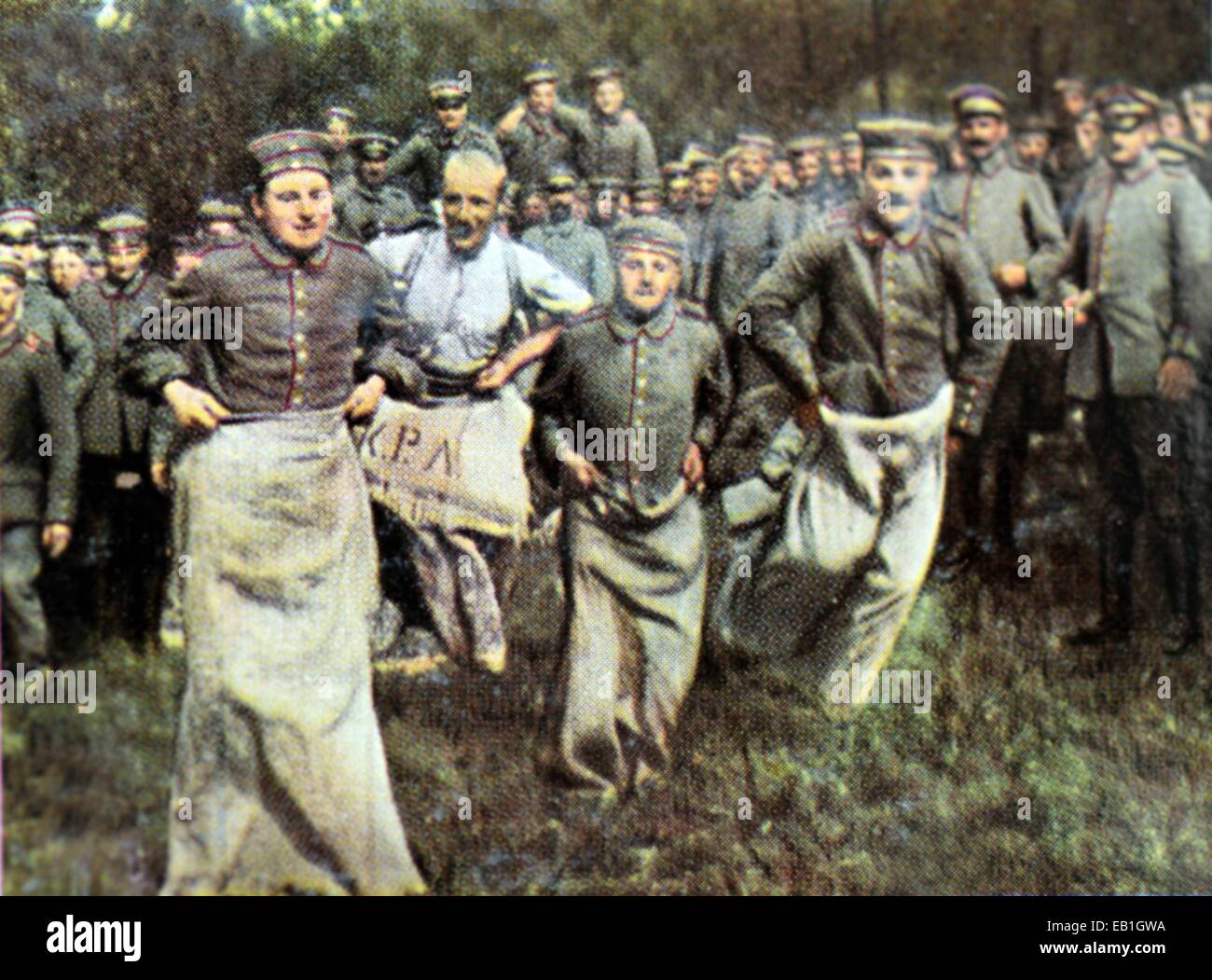 The contemporary colorized German propaganda photo shows German ...