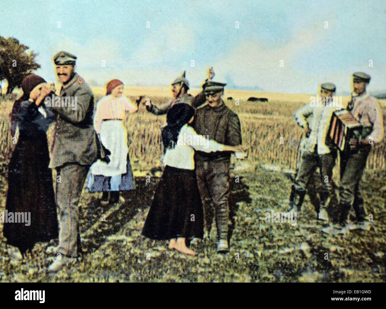 The contemporary colorized German propaganda photo shows German ...