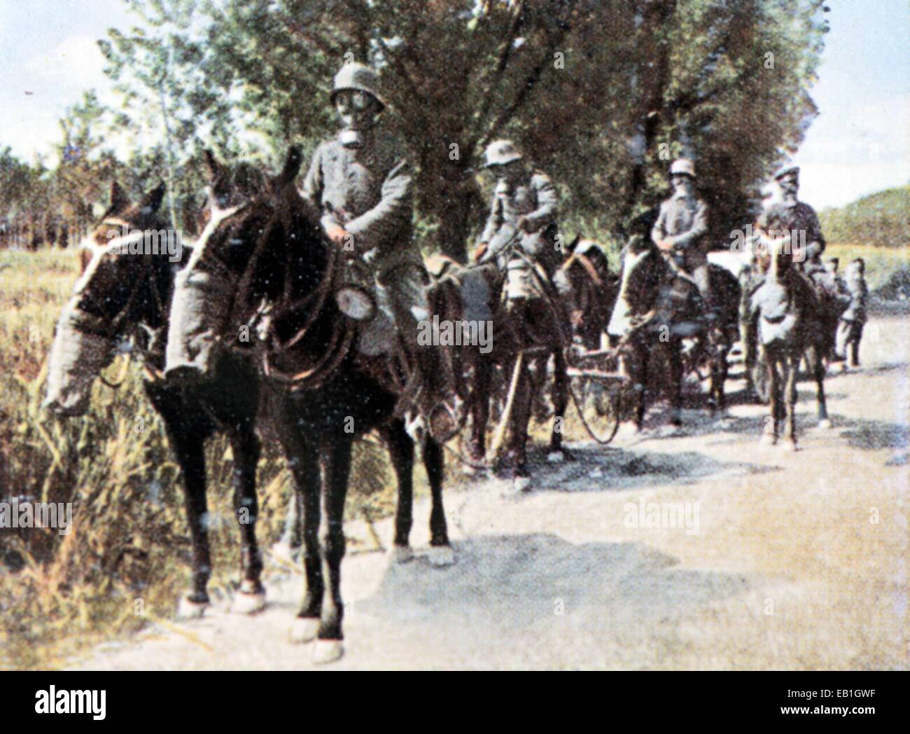 The contemporary colorized German propaganda photo shows German ...