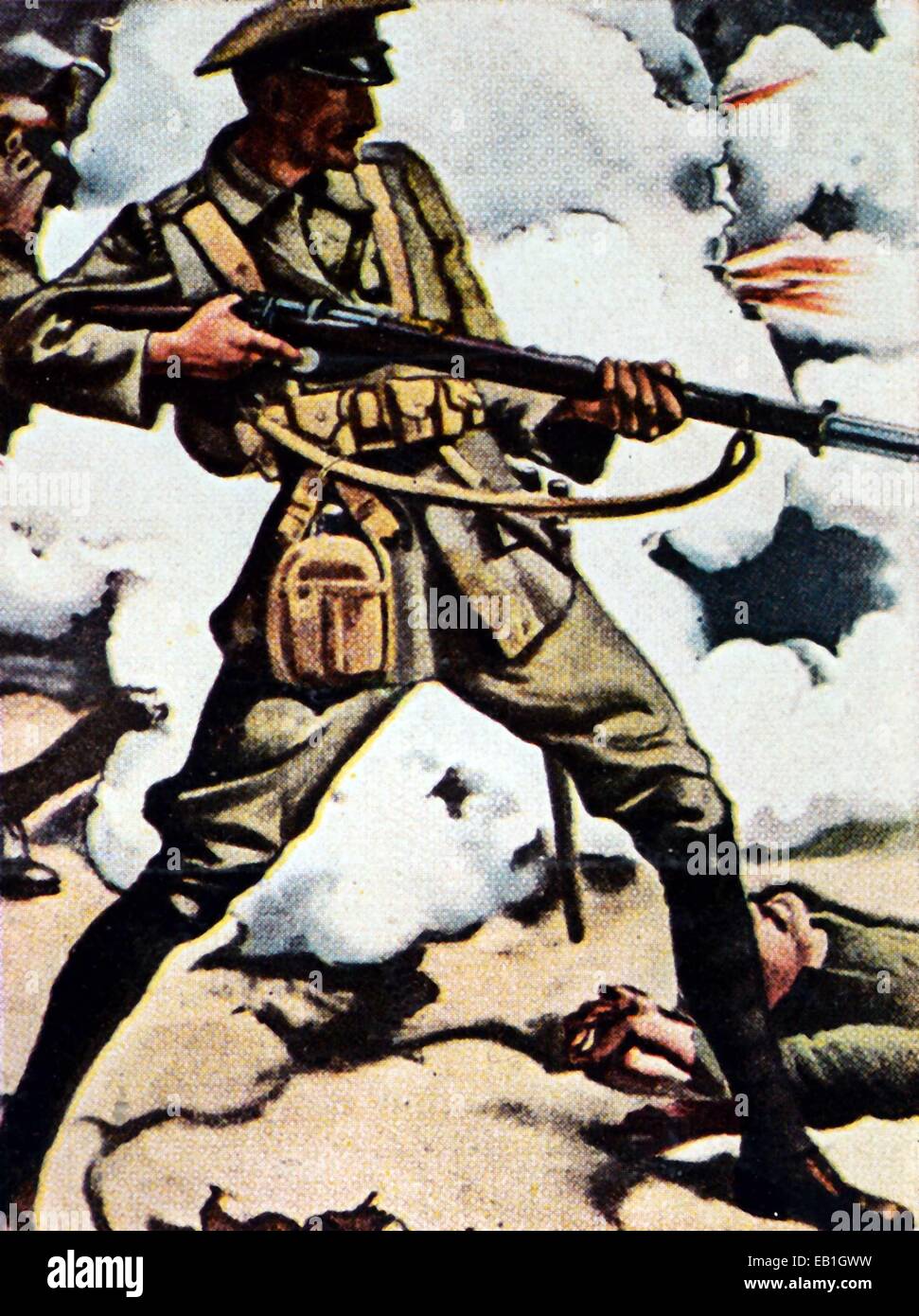 The contemporary colorized German propaganda photo shows a British ...