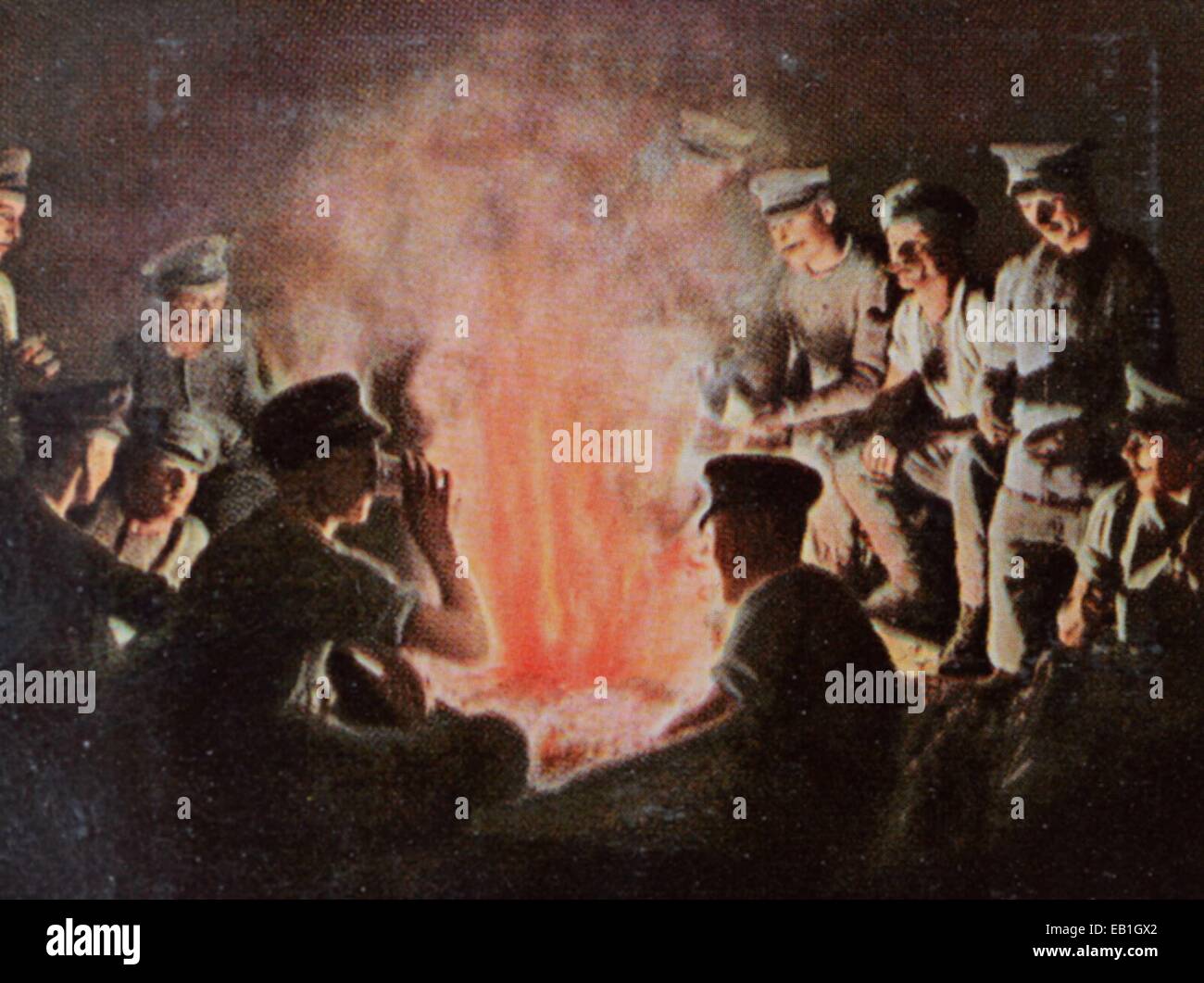 The contemporary colorized German propaganda photo shows German ...