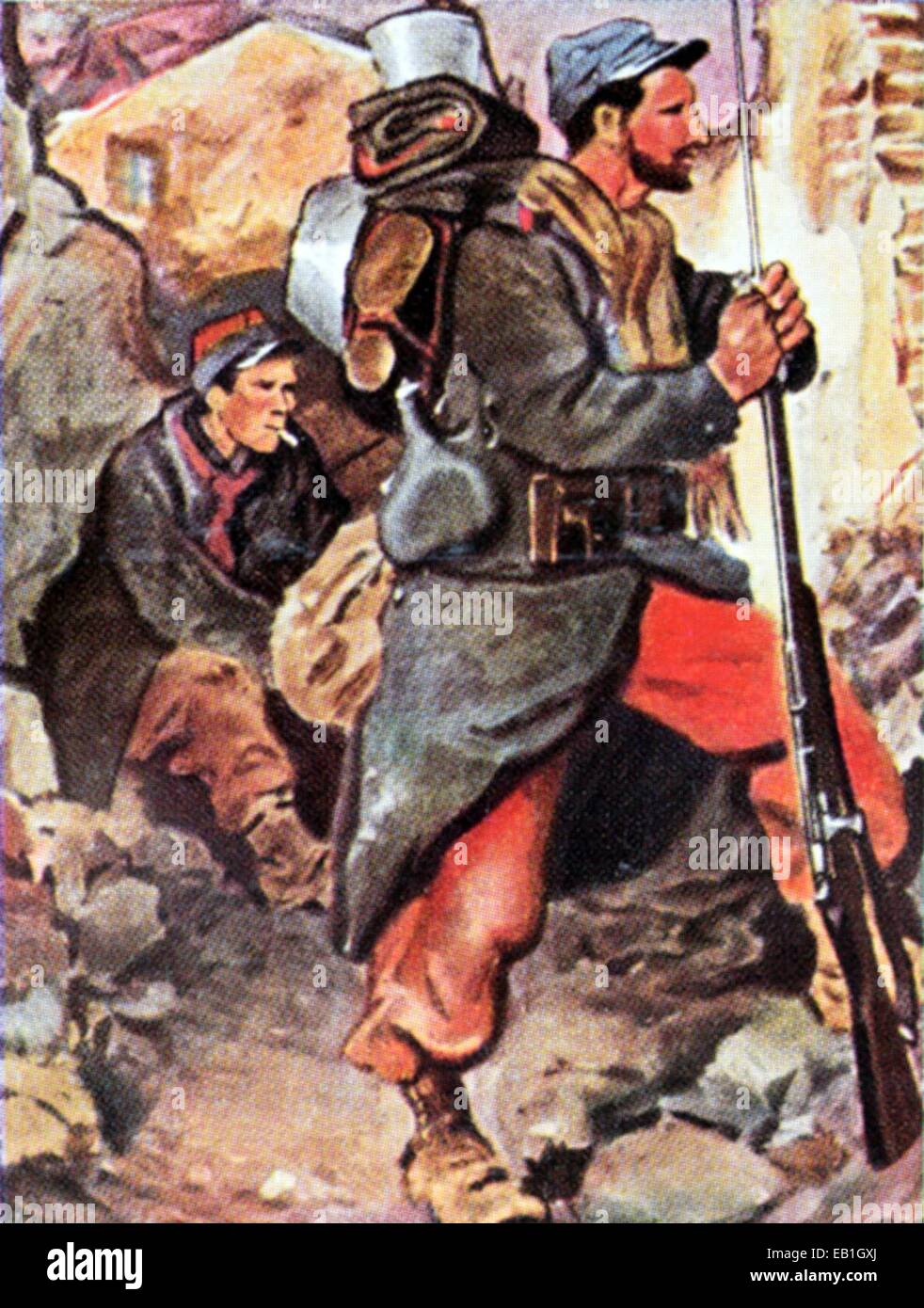 The contemporary colorized German propaganda photo shows French ...