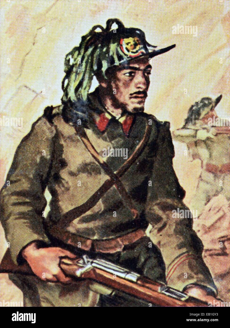 The contemporary colorized German propaganda photo shows an Italian ...