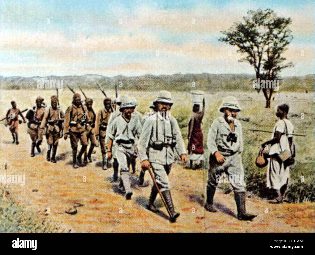 The contemporary colorized German propaganda photo shows Askaris ...