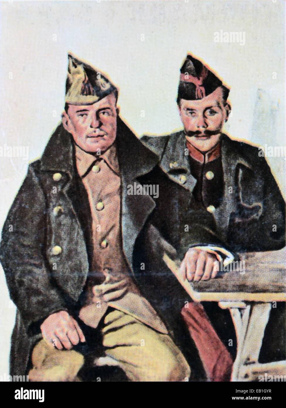 The contemporary colorized German propaganda photo shows a soldier from ...