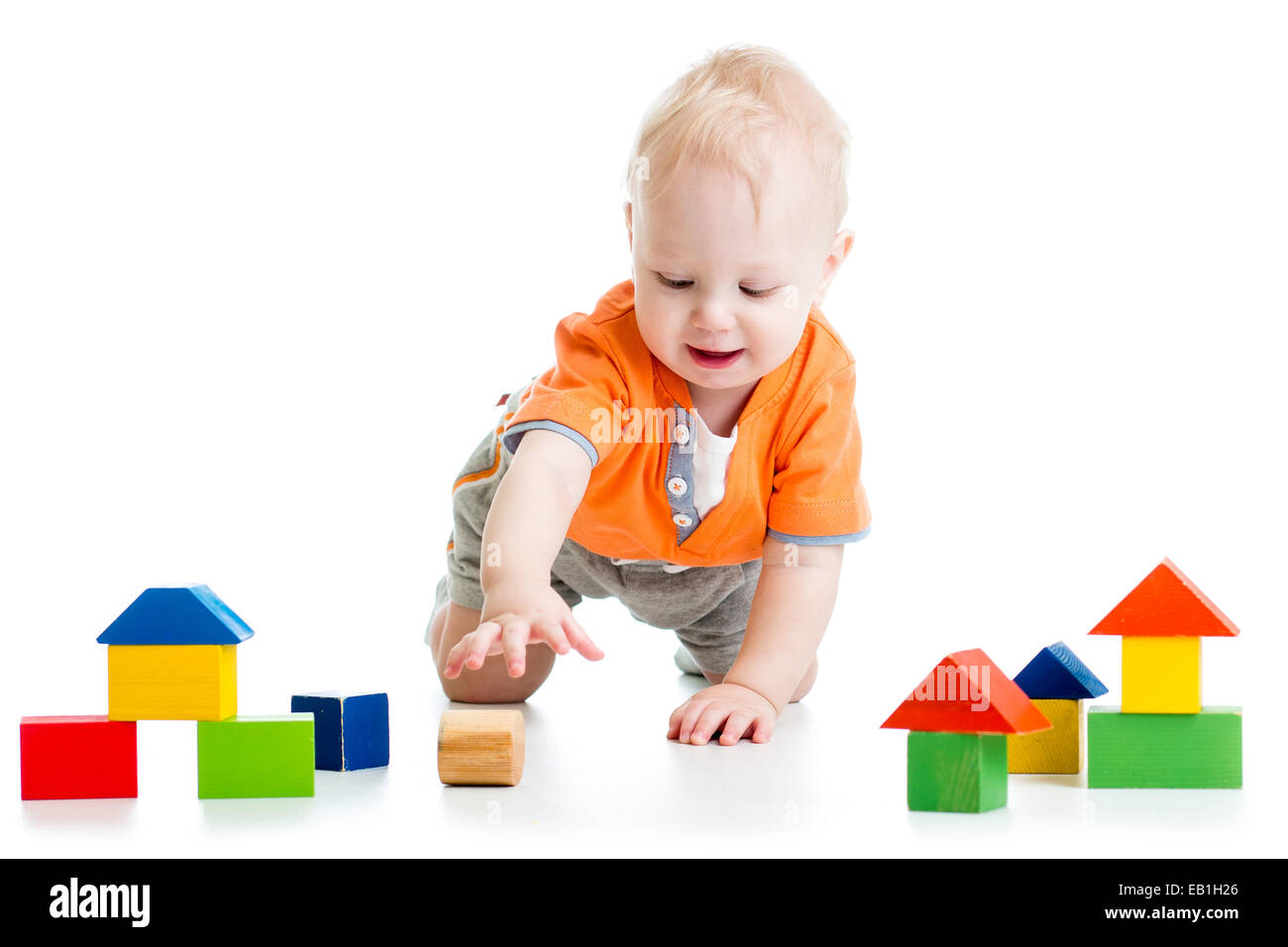 kid playing with block toys Stock Photo - Alamy