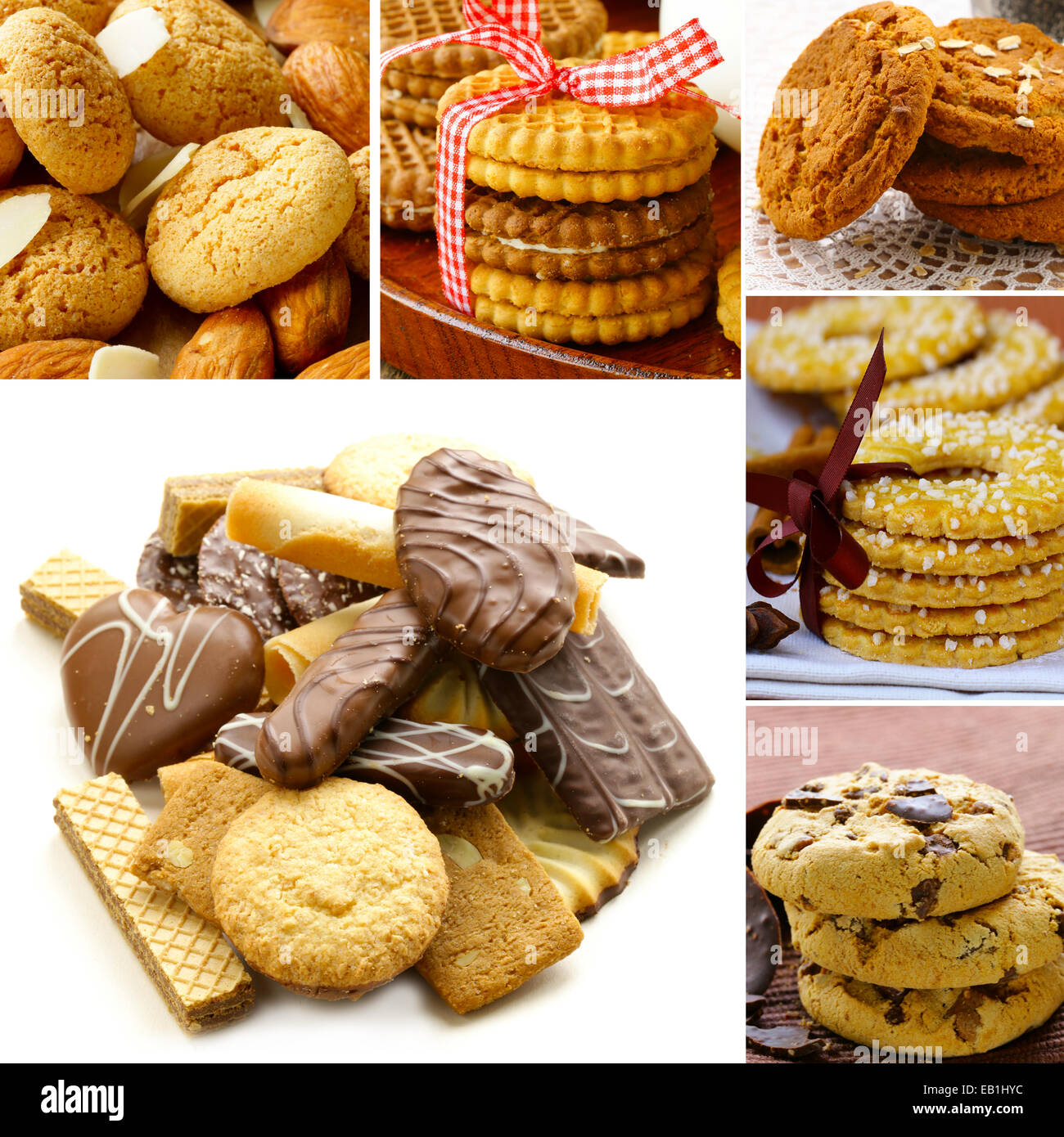 collage of different kinds of cookies (almond, ginger, oat, chocolate ...