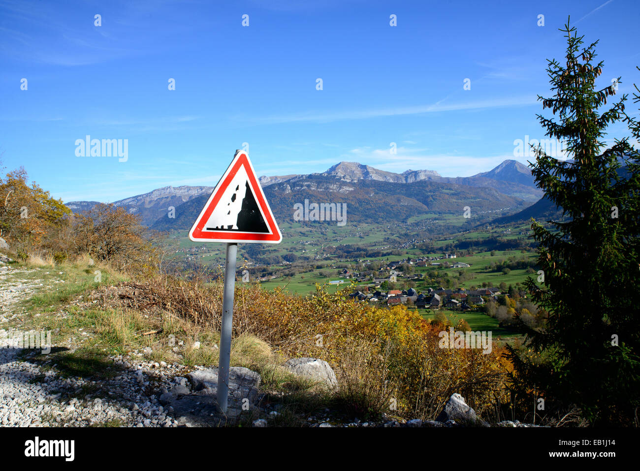 falling rocks on a mountain path Stock Photo - Alamy