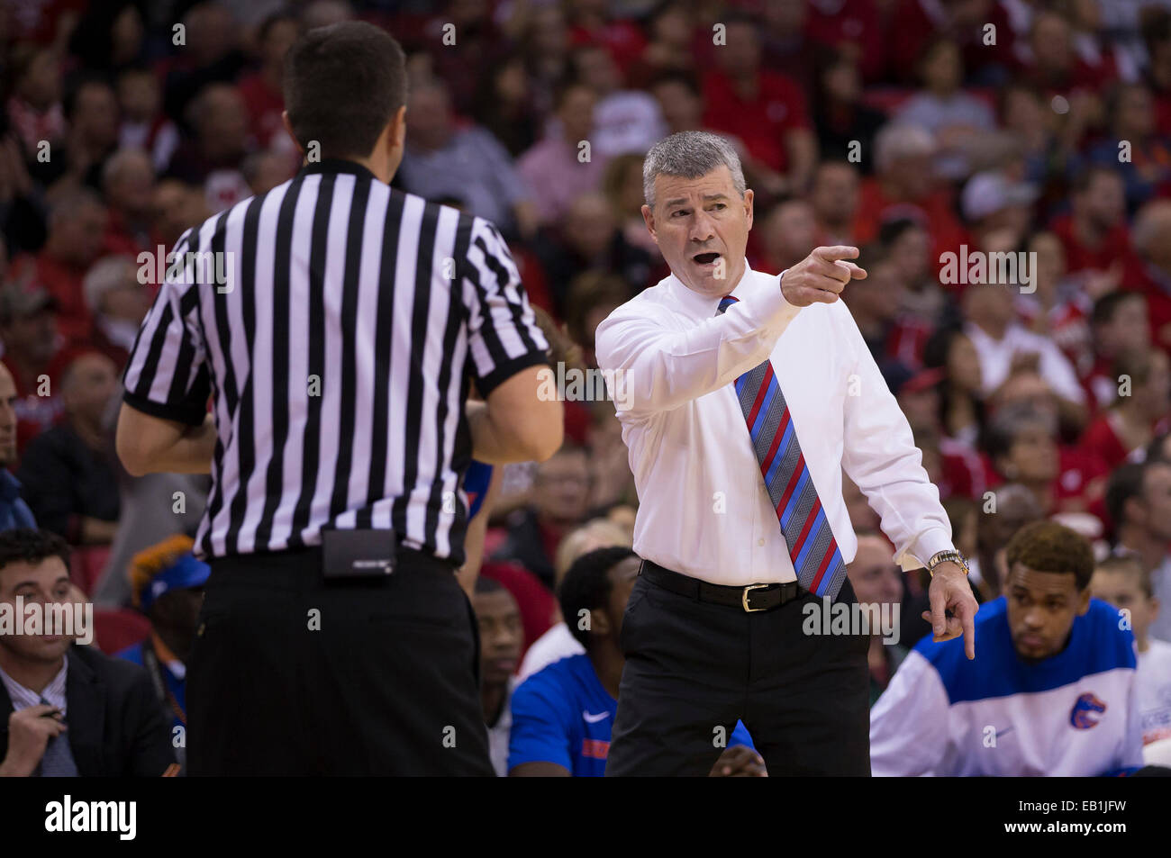 November 22, 2014: Boise State head coach Leon Rice doesn't like a call ...