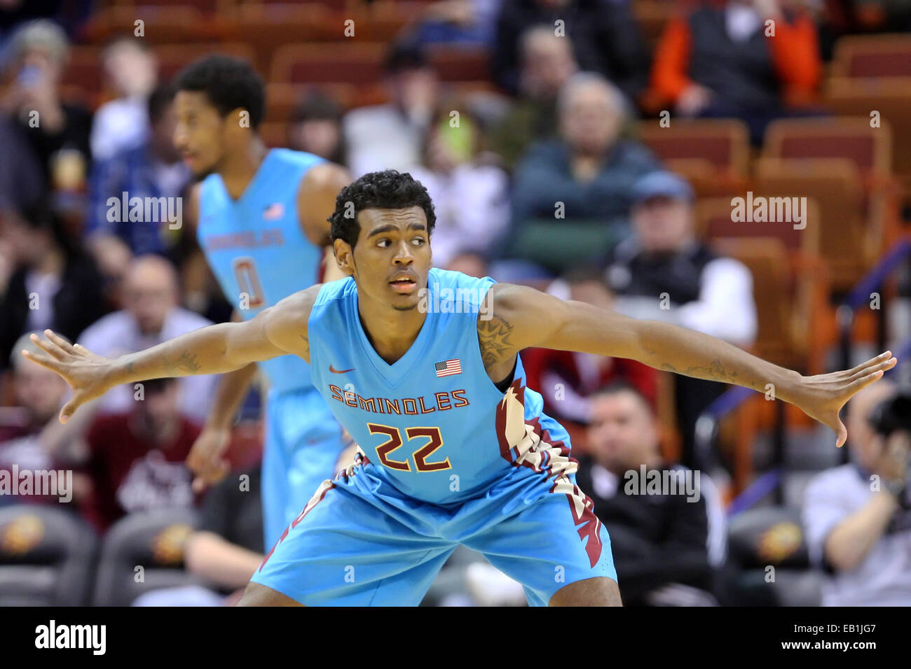 Mohegan Sun Arena. 23rd Nov, 2014. Florida State Seminoles guard Xavier ...