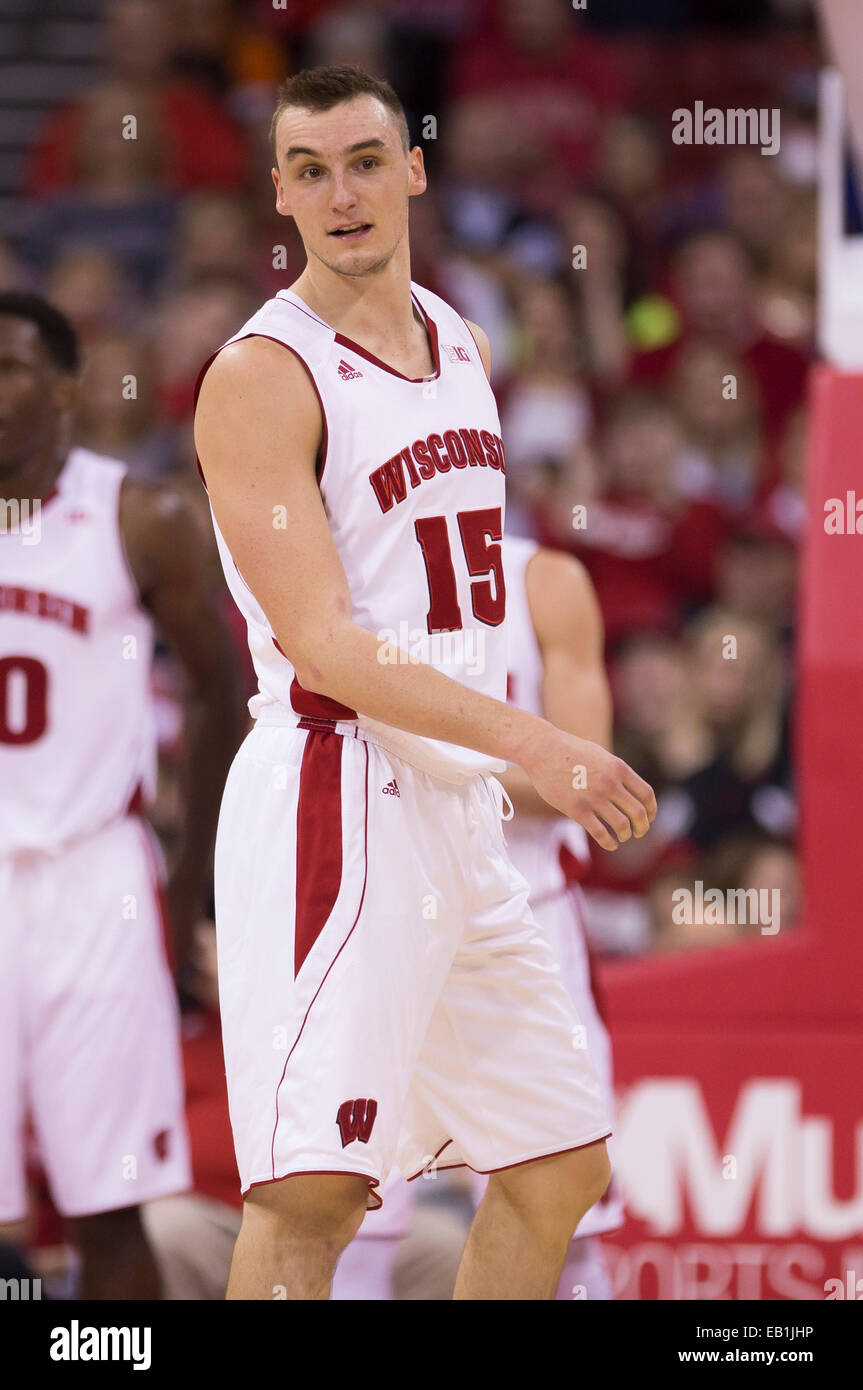 November 22, 2014: Wisconsin Badgers forward Sam Dekker #15 looks on ...