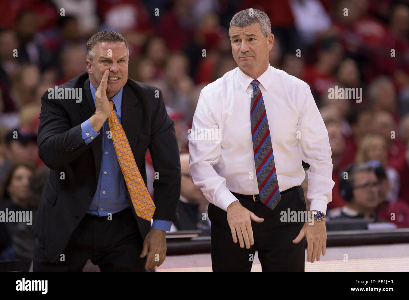 November 22, 2014: Boise State coaches yell out instructions to the ...