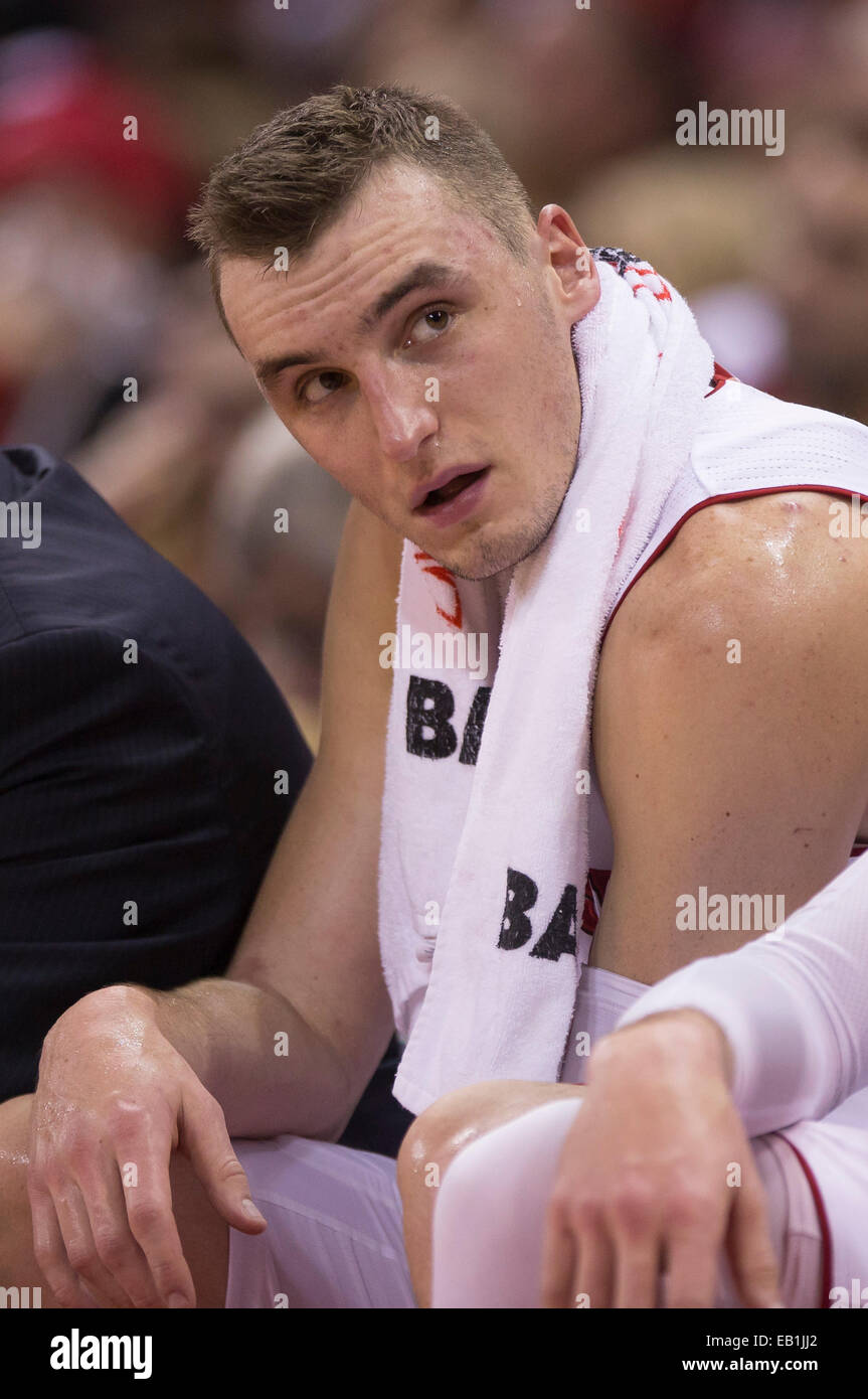 November 22, 2014: Wisconsin Badgers forward Sam Dekker #15 looks on ...