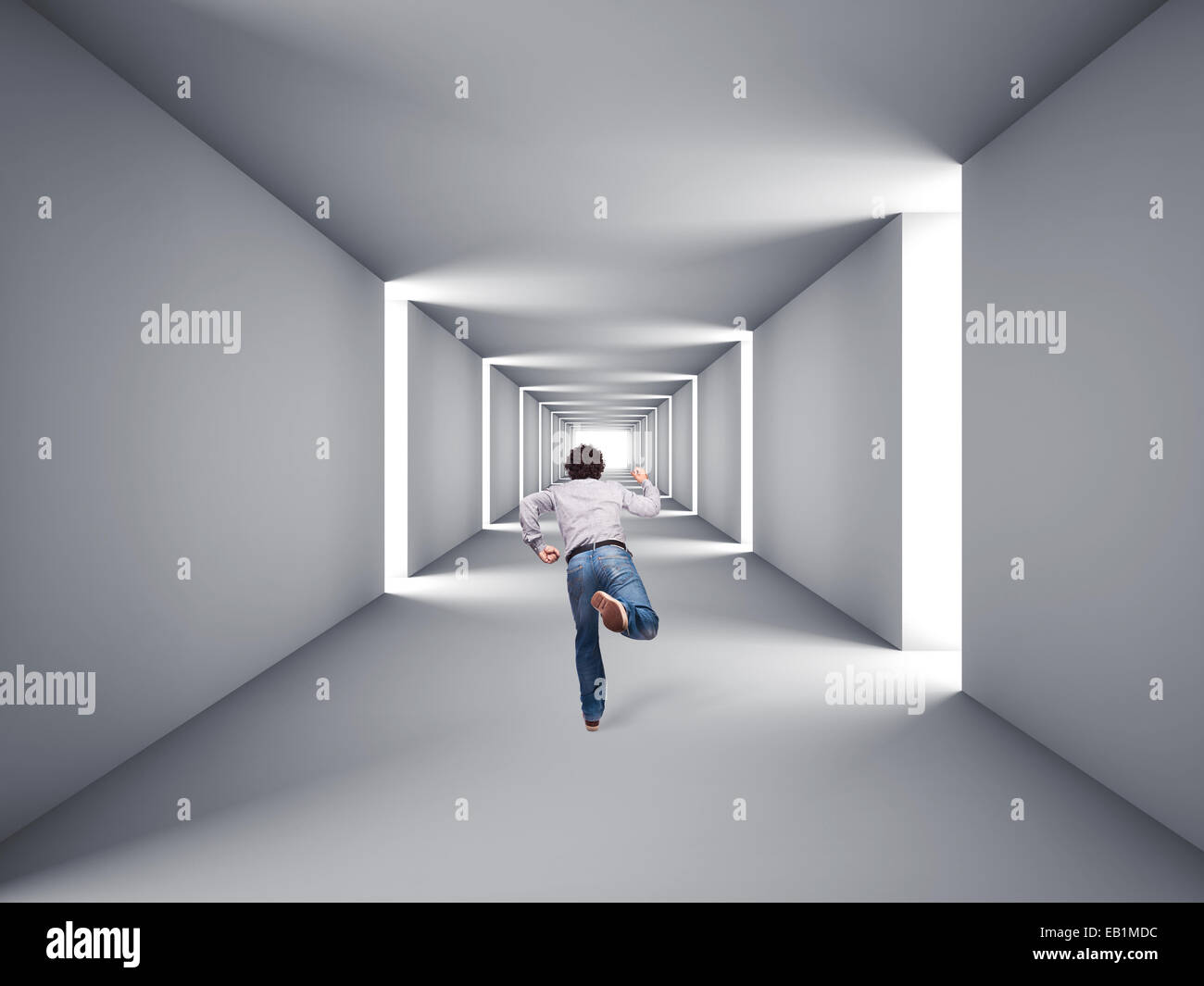 3d image of abstract tunnel and running man Stock Photo - Alamy