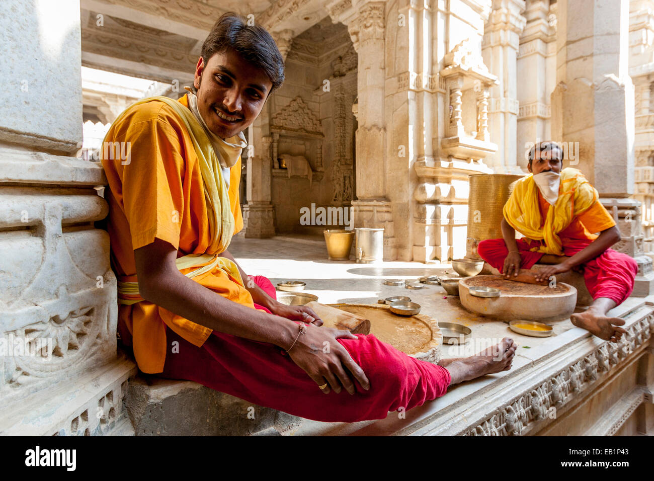 Monks Making Incense Sticks, Ranakpur Jain Temple, Rajasthan, India ...