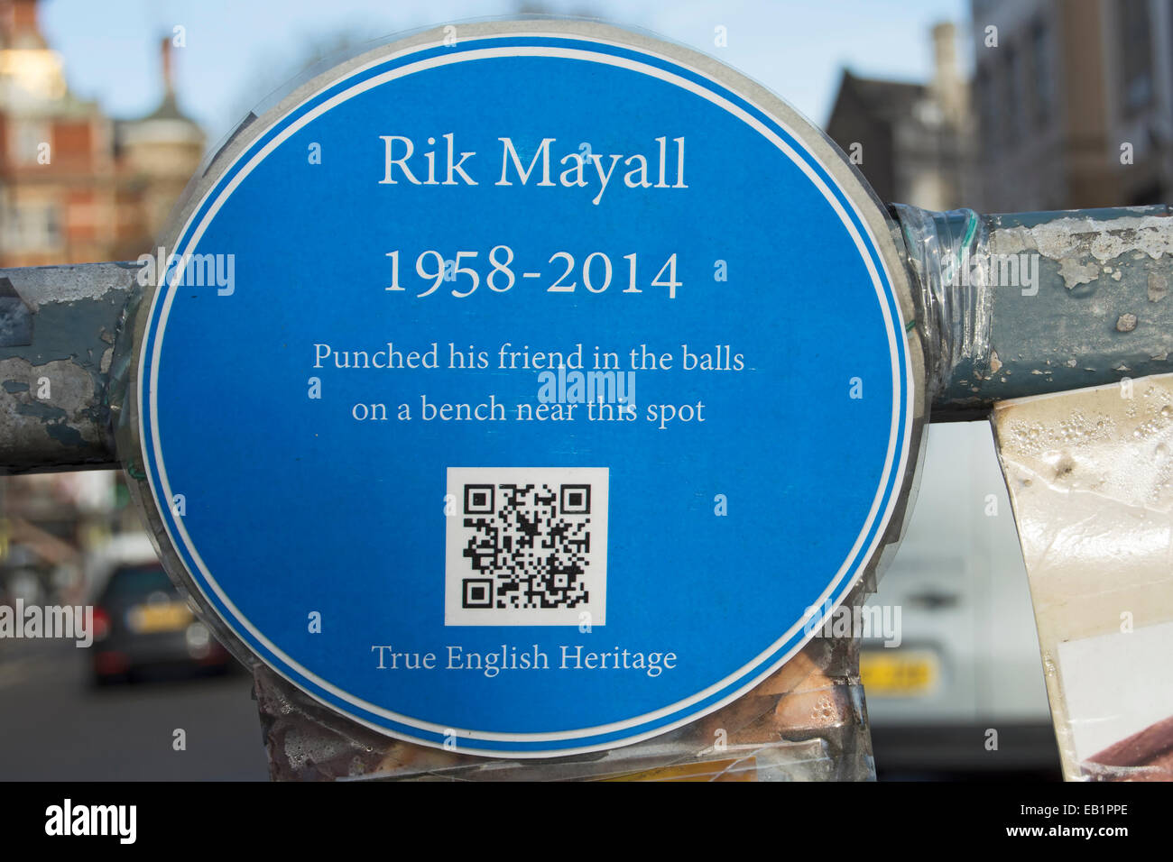 unofficial blue plaque commemorating actor and comedian rik mayall ...