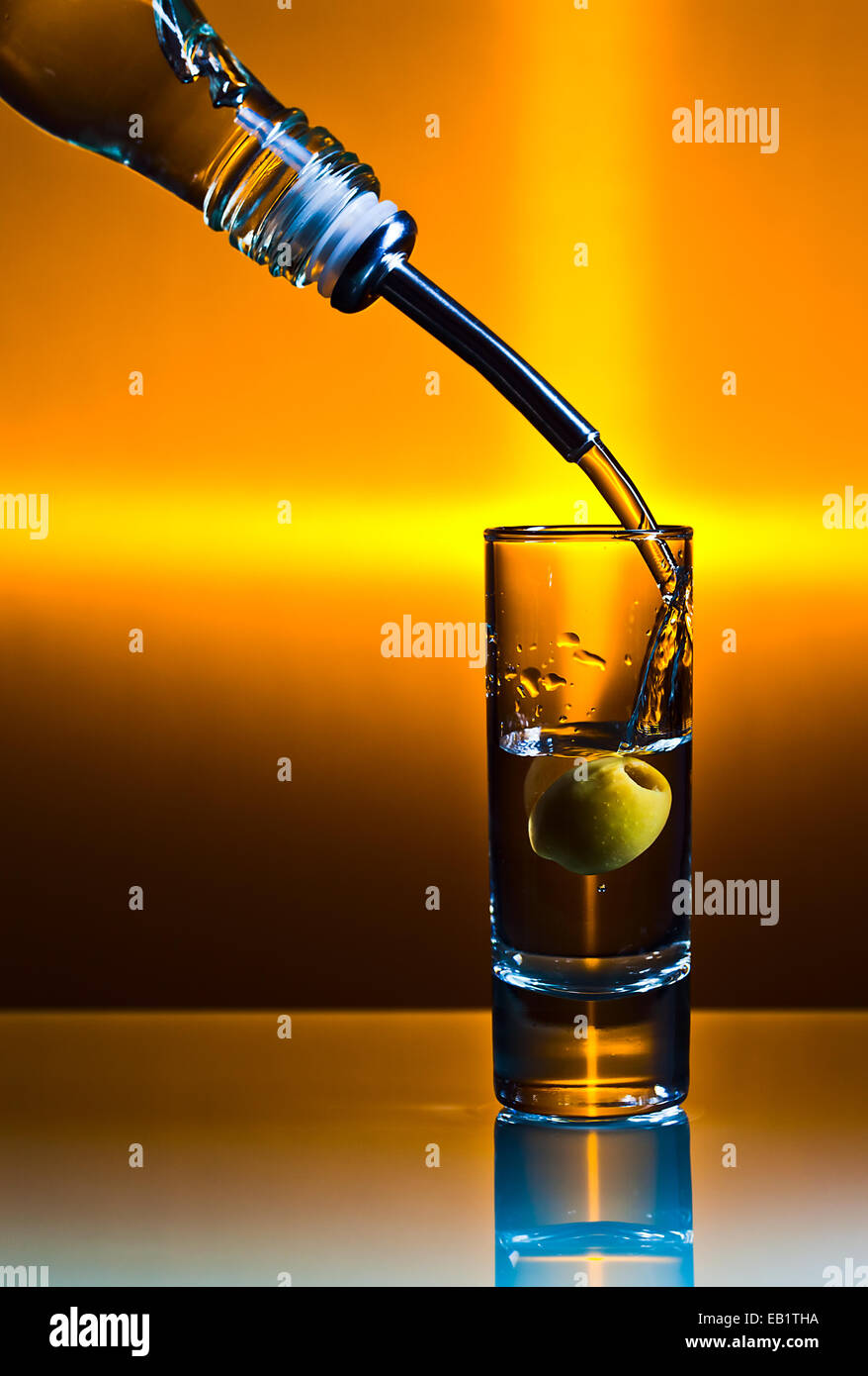 vodka in bar on a glass table Stock Photo - Alamy