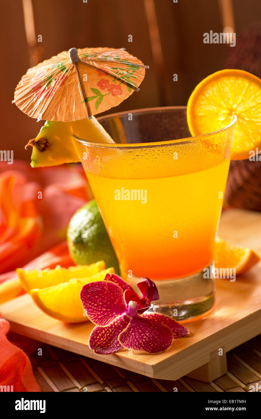 A delicious mai tai cocktail in a tropical tiki hut setting Stock Photo ...