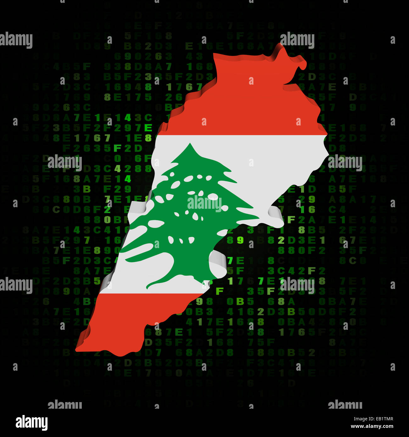 Lebanon map flag on hex code illustration Stock Photo - Alamy