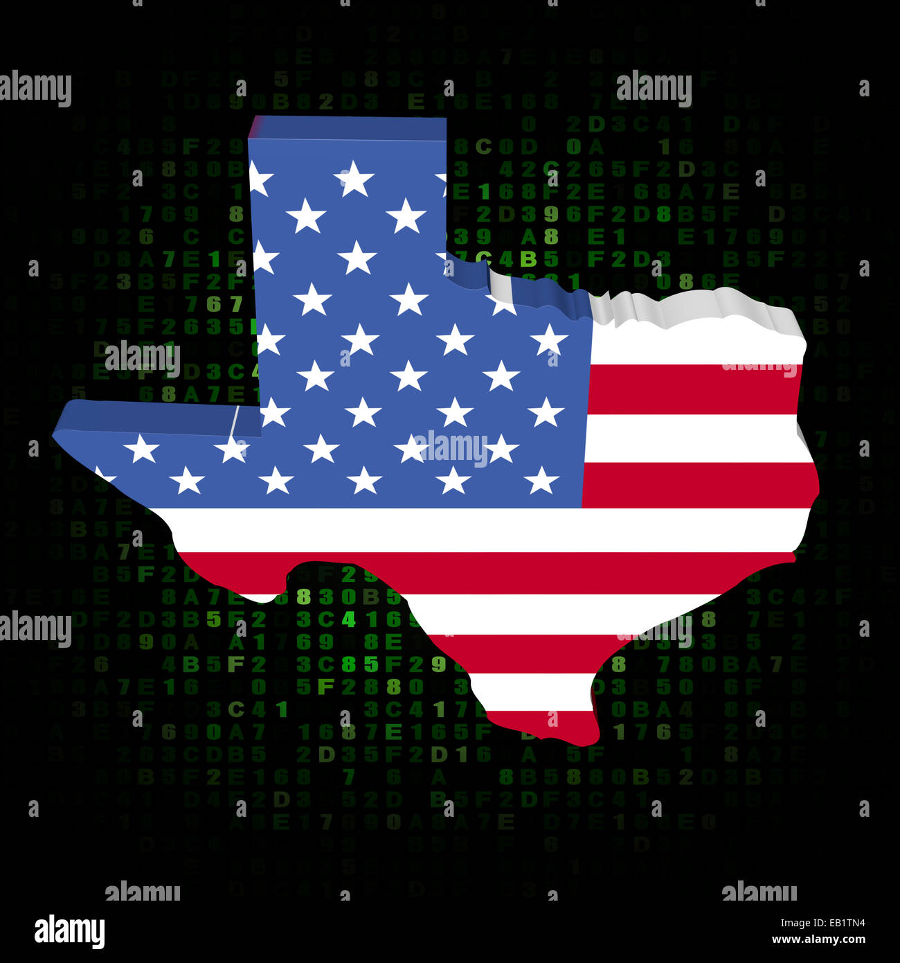 Texas state map flag on hex code illustration Stock Photo - Alamy