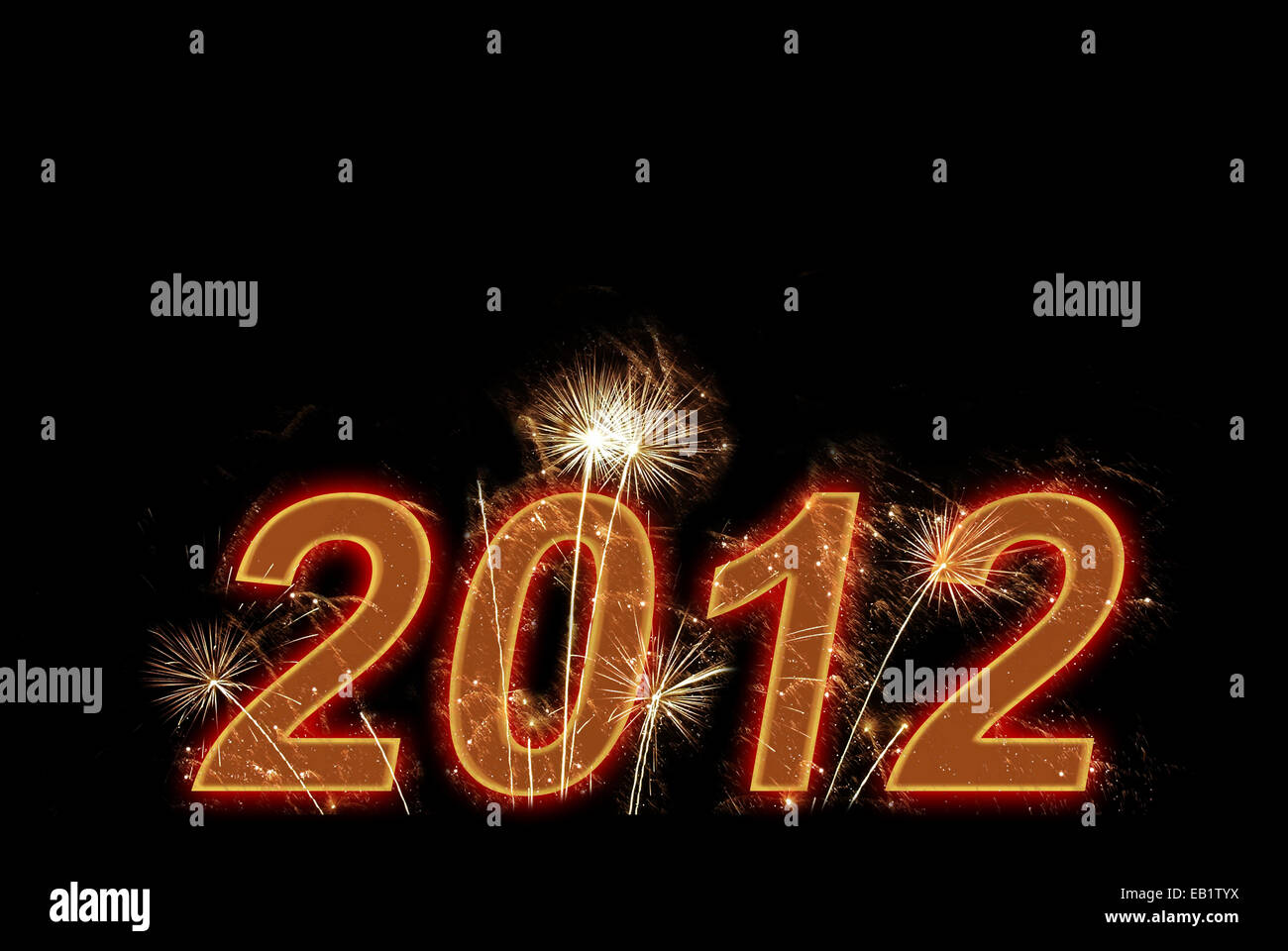 Happy new 2012 year. Postcard with fireworks and free space Stock Photo ...