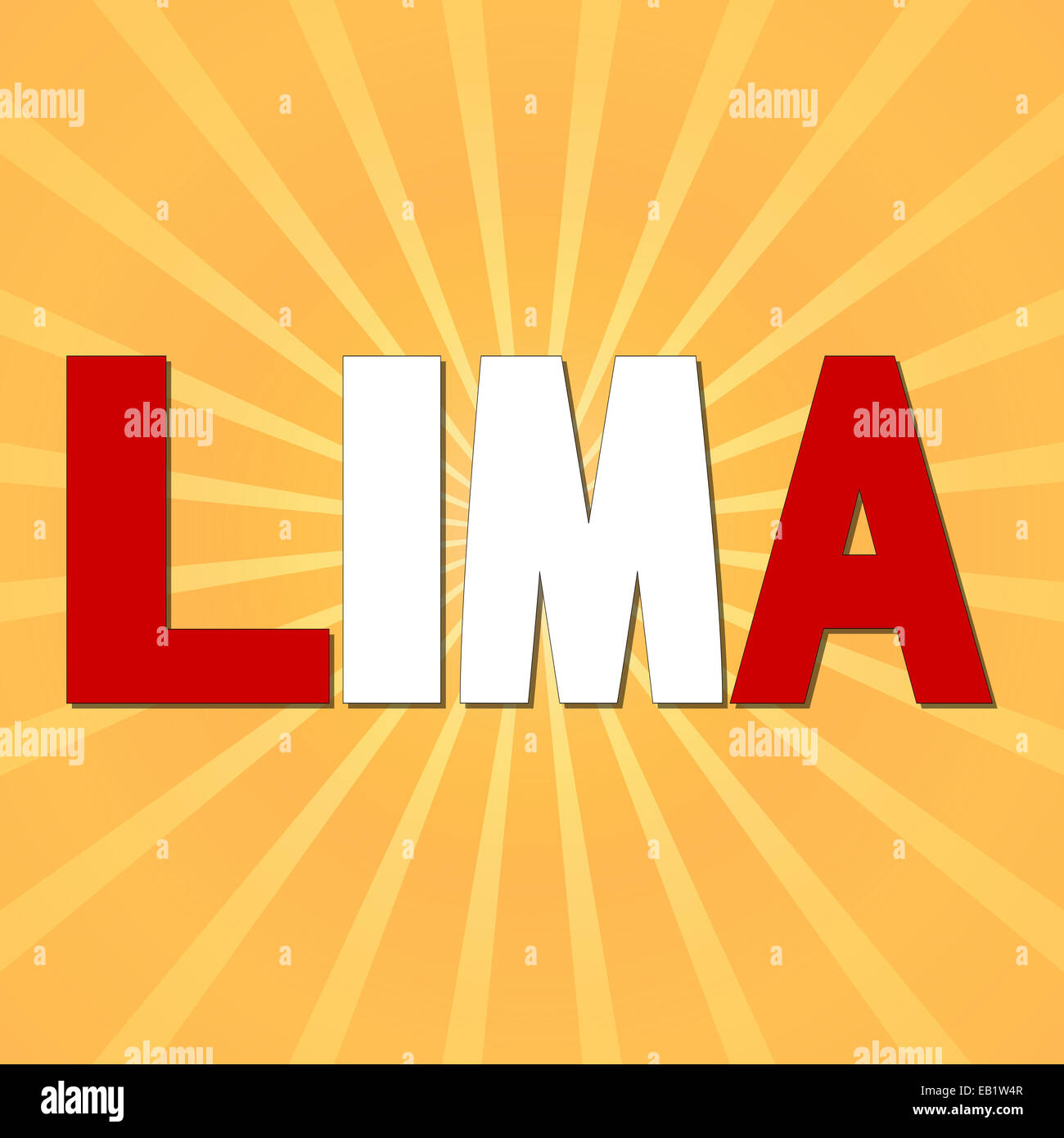 Lima flag text with sunburst illustration Stock Photo - Alamy