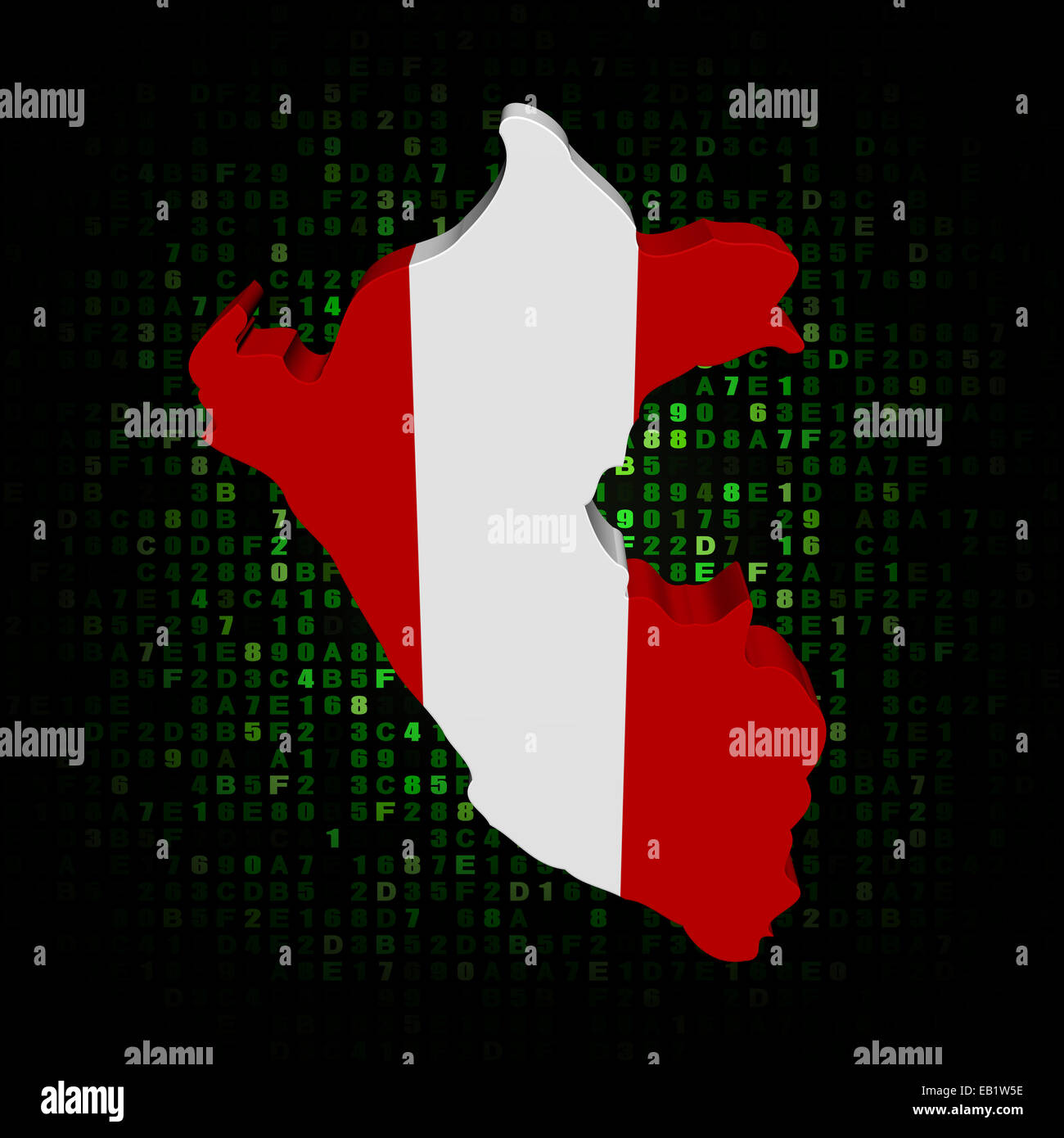 Peru map flag on hex code illustration Stock Photo - Alamy
