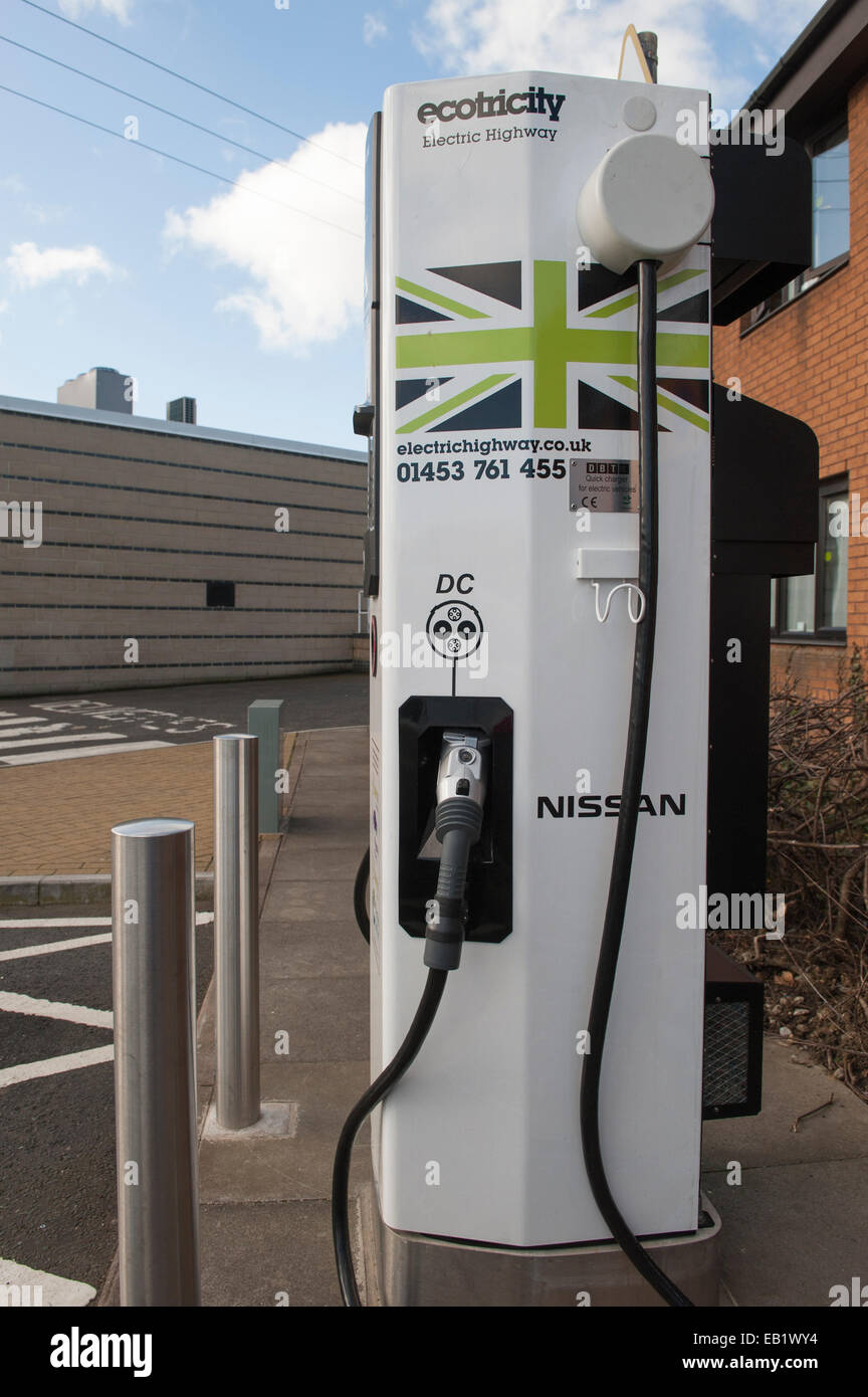 Recharging point for electric cars at a motorway service area. UK Stock ...