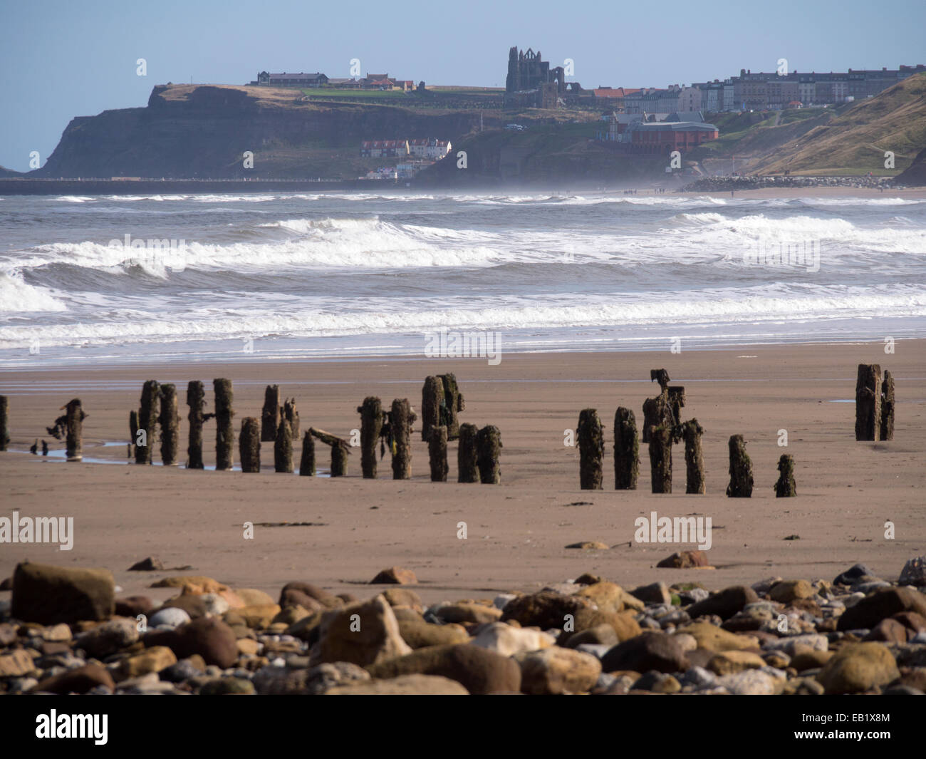 Beach at Sandsend,Yorkshire coast, Britain Stock Photo - Alamy