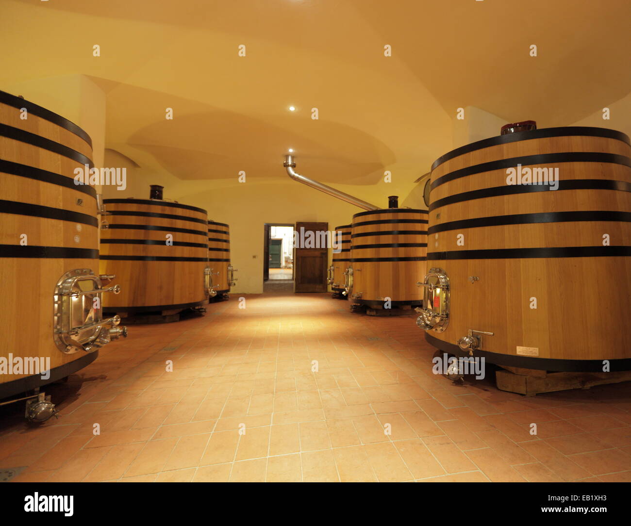 Chianti Classico wine aging in cellar at Colle Bereto winery, Radda in ...