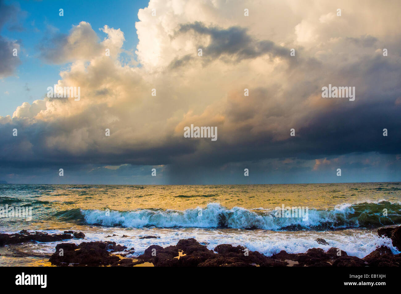 Rain over the sea Stock Photo - Alamy