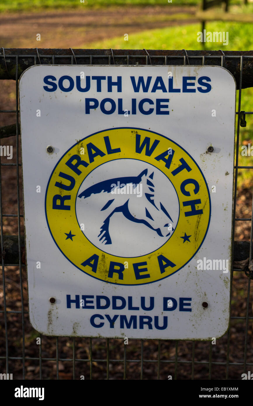Rural Watch Area sign on a farm gate Stock Photo - Alamy