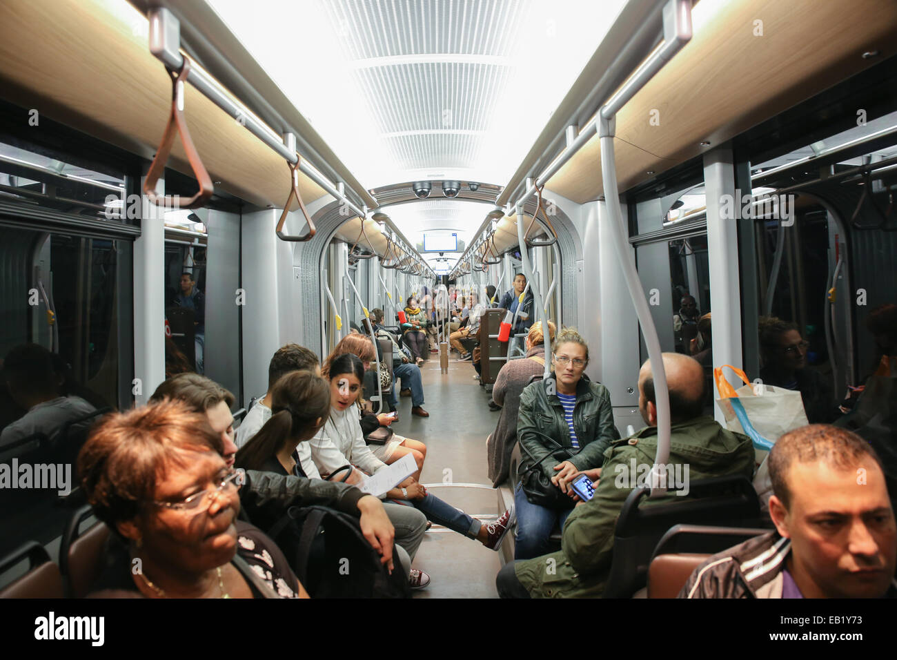 inside brussel metro train interior belgium Stock Photo - Alamy